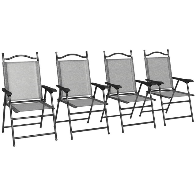 DUOSONG Outsunny Folding Patio Chairs, Set Of 4 Sports Chairs For ...