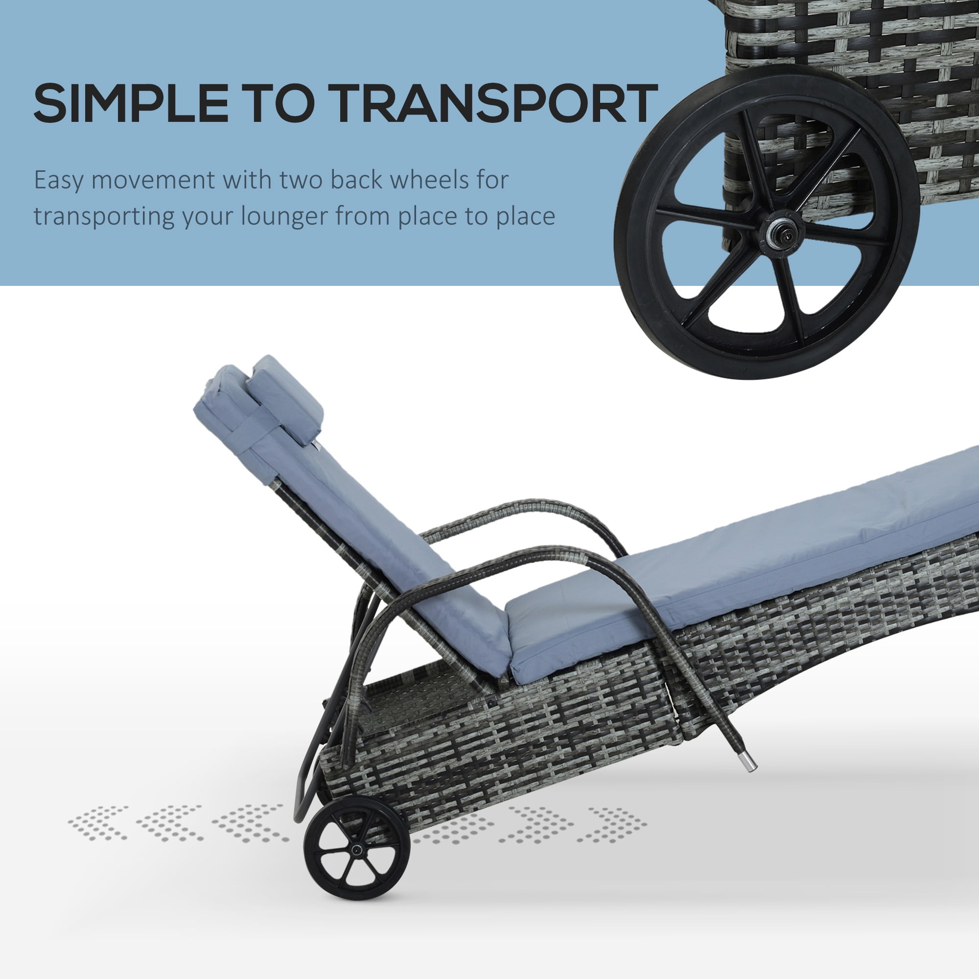 Outdoor Seating Outsunny Wicker Outdoor Chaise Lounge, 5-Level ...