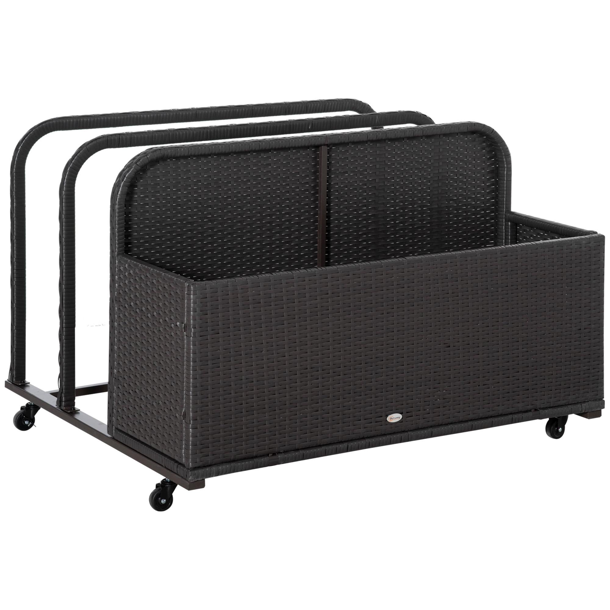 DUOSONG Outsunny Wicker Patio Poolside Float Storage Basket, Pe Rattan ...