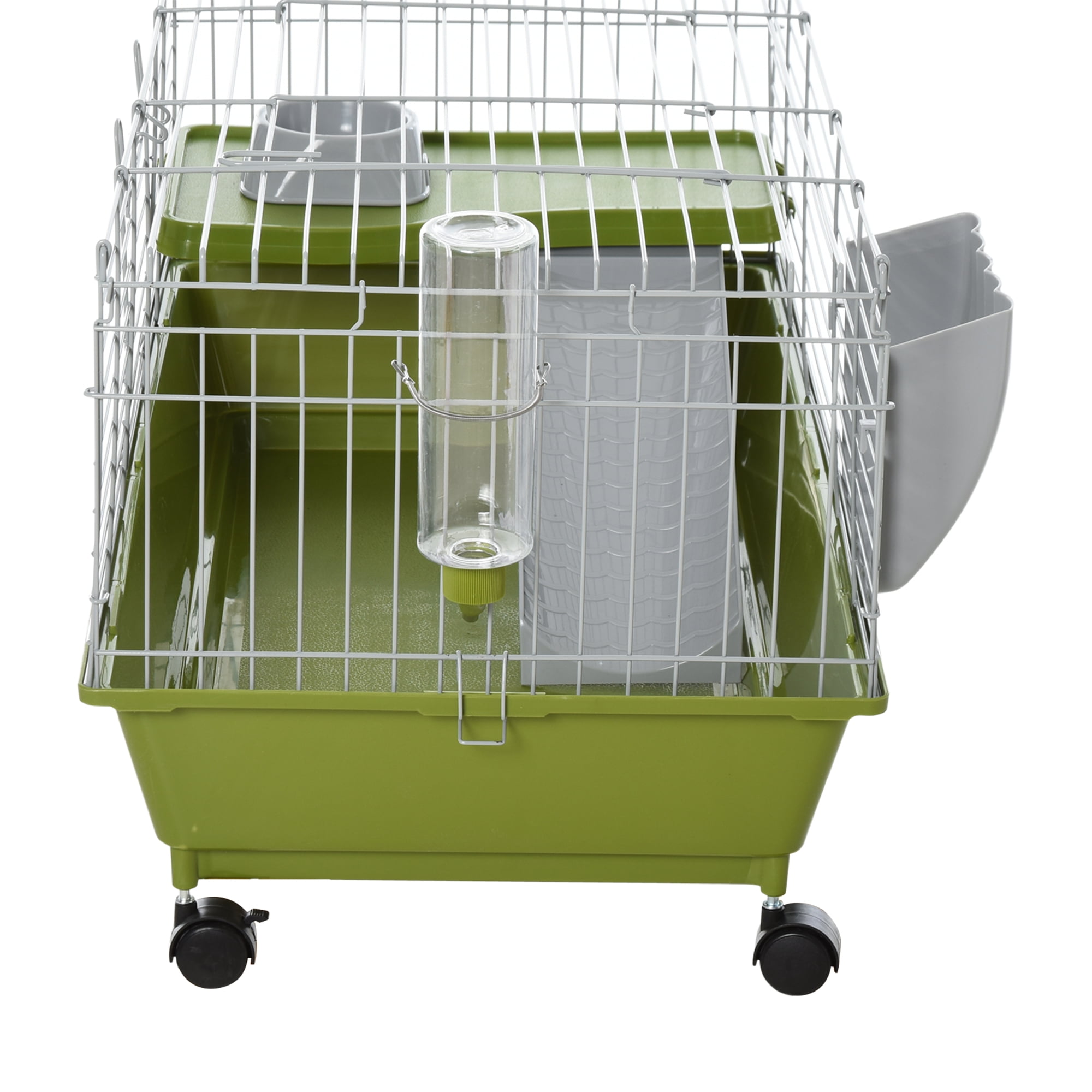 DUOSONG Pawhut 35"L Small Animal Cage, Rolling Bunny Cage, Guinea Pig ...