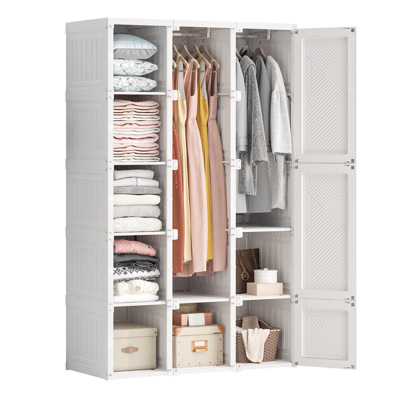 DUOSONG Portable Wardrobe Closets Bedroom ,Storage Organizer, Clothes ...