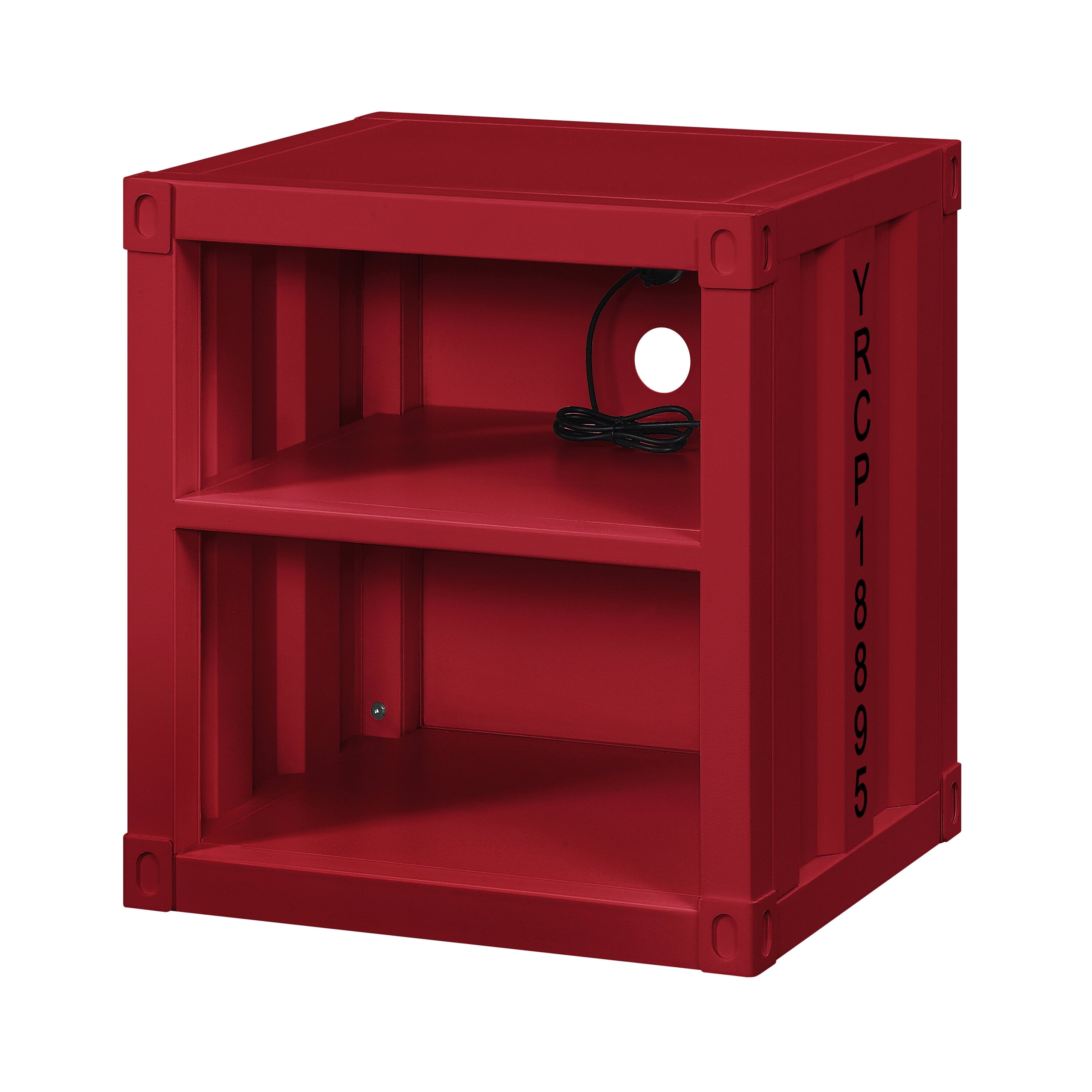 DUOSONG Red Nightstand With Open Shelf Red Metal Furniture Bedroom ...