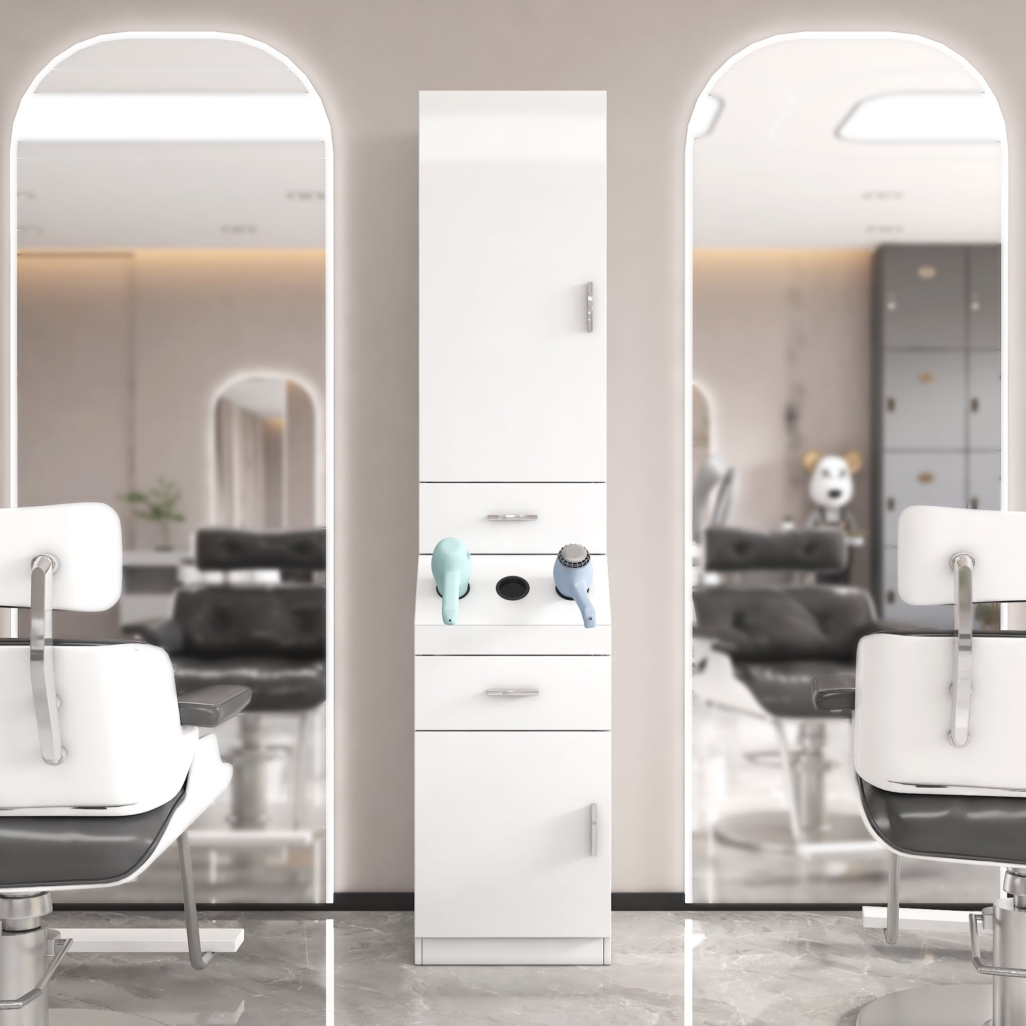 DUOSONG Salon Station, Barber Stations With 2-Tier Storage Shelf With ...