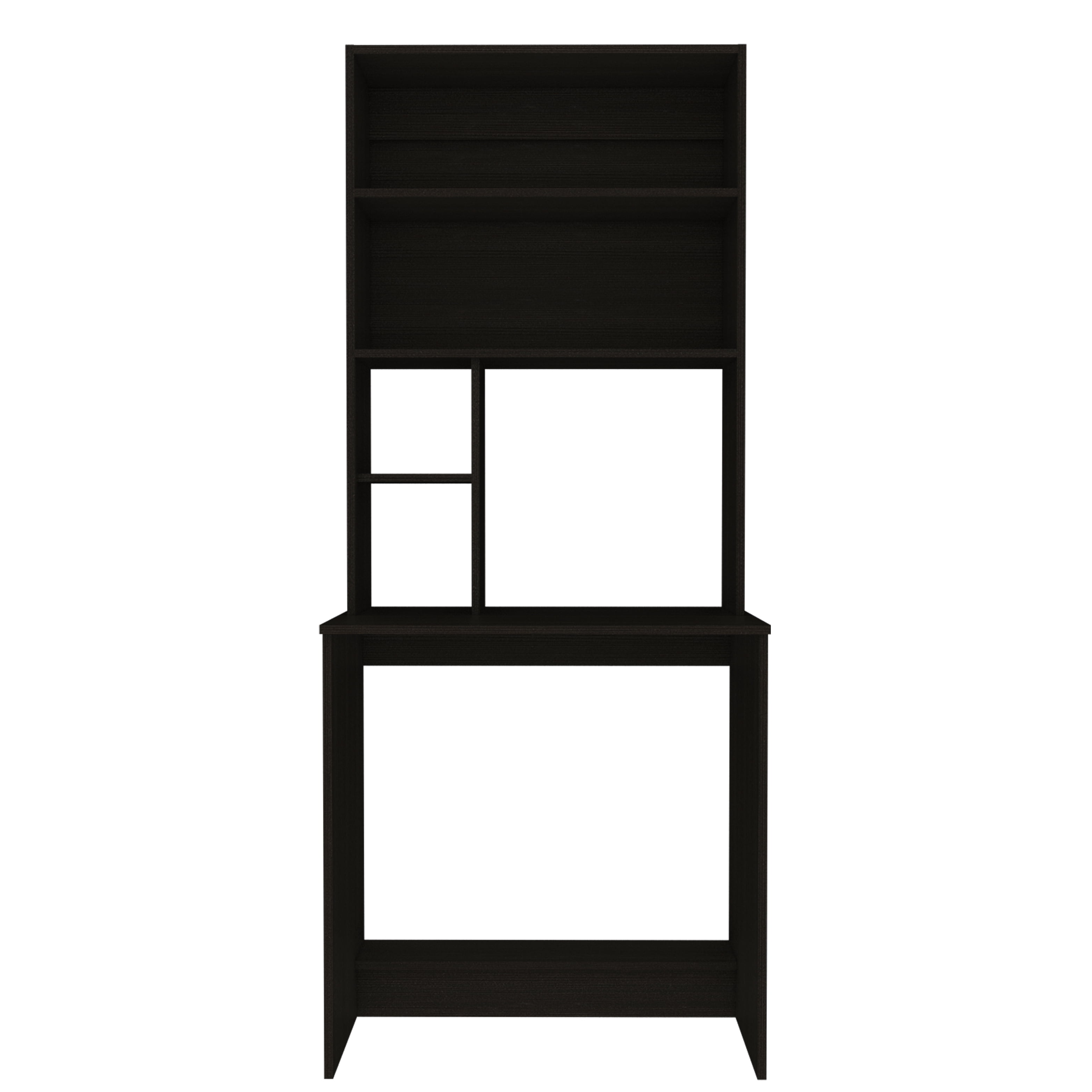 DUOSONG Sawgrass Writing Computer Desk, Hutch, Four Shelves Black ...