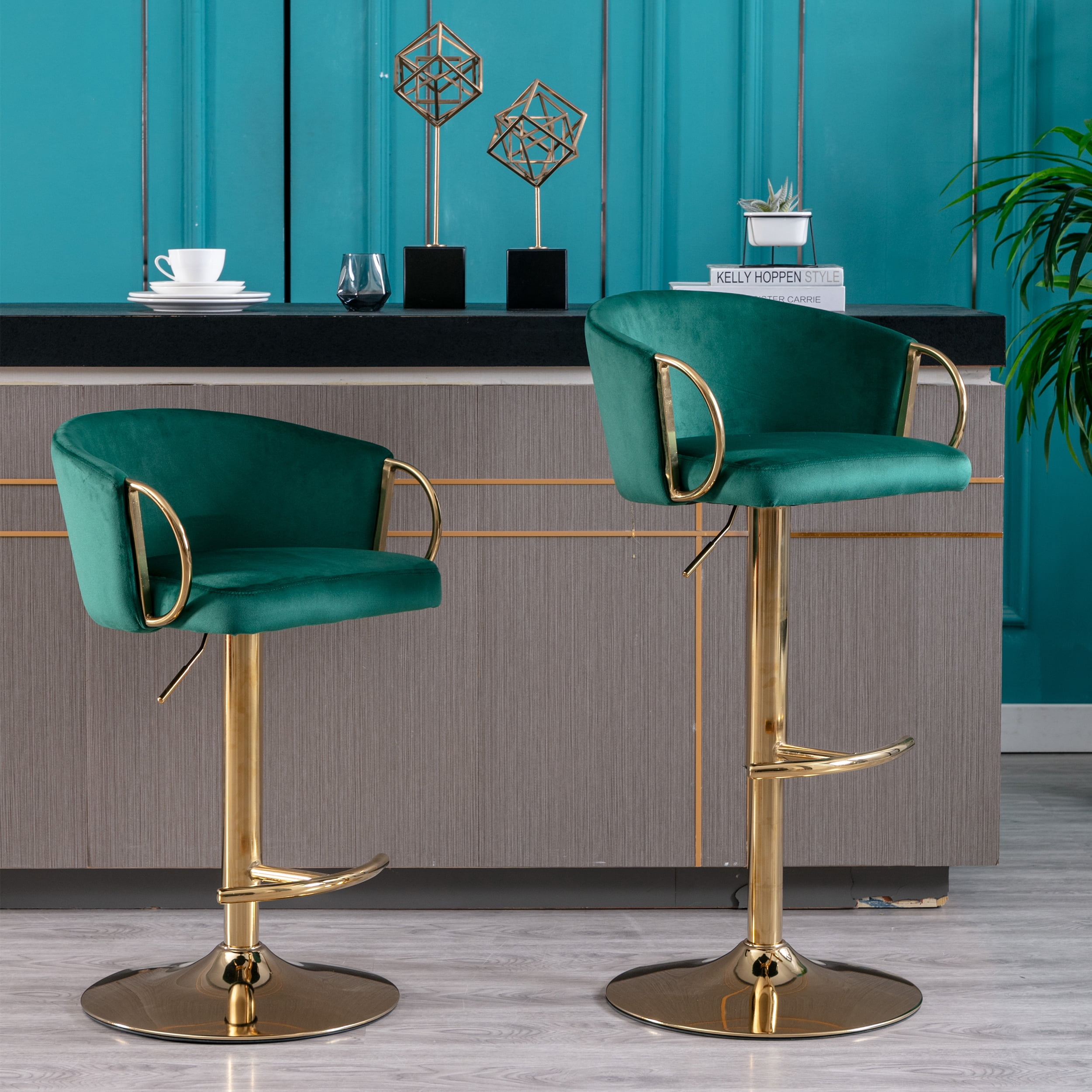 DUOSONG Set Of 2 Bar Stools,With Chrome Footrest And Base Swivel Height ...