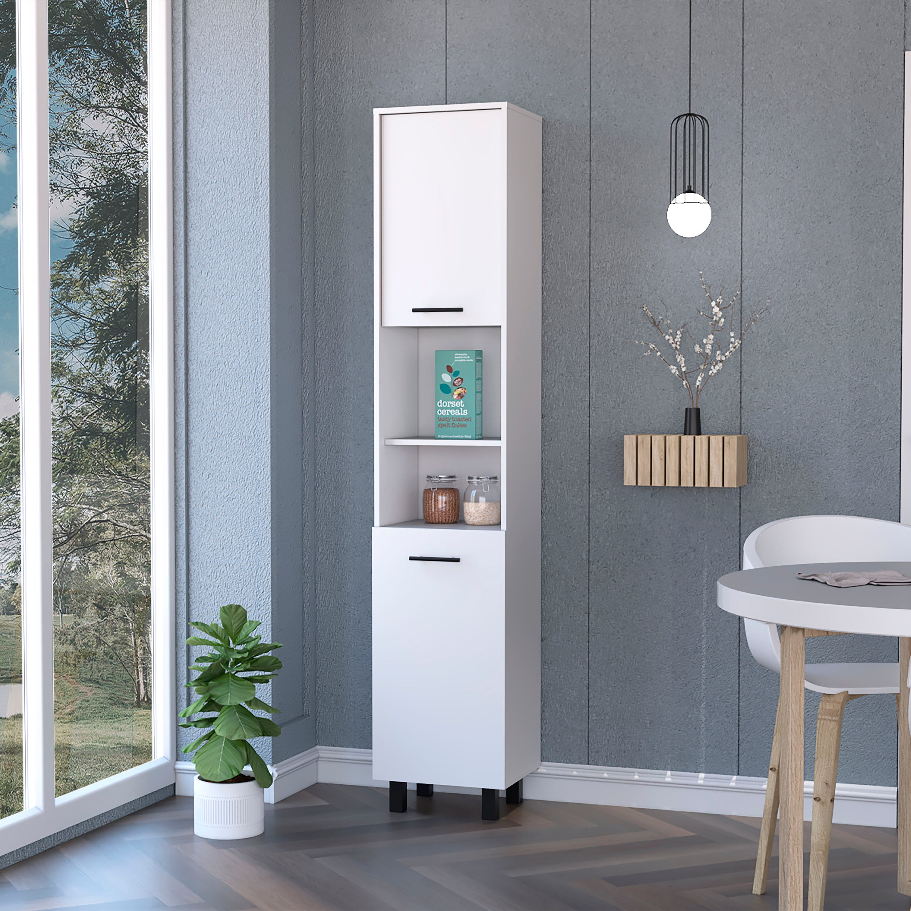 DUOSONG Sheffield 2-Door Pantry Cabinet, With Two 2-Cabinet Spaces And ...