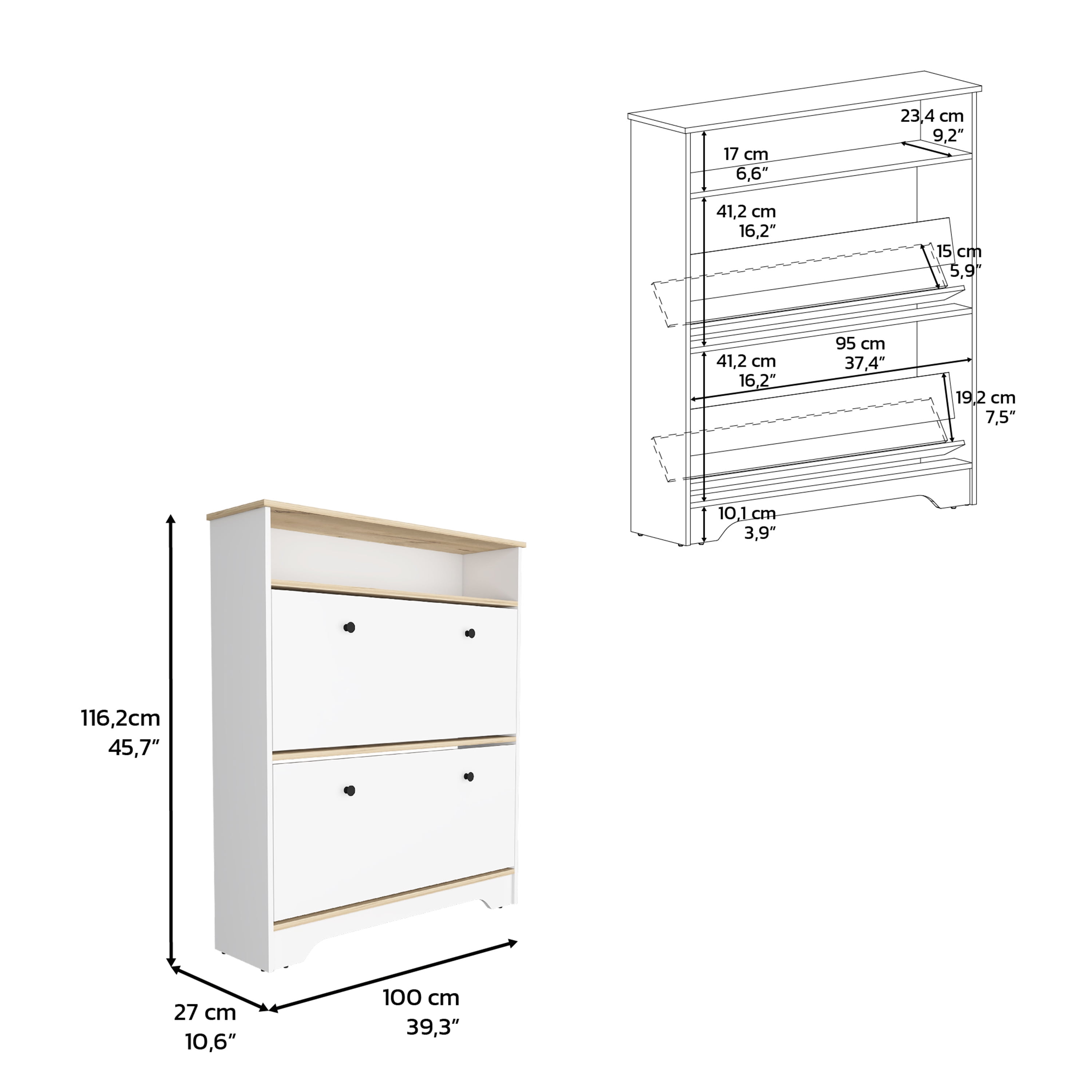 Chests For Bedroom Shoe Rack 46" H, One Open Storage Shelf, Two ...