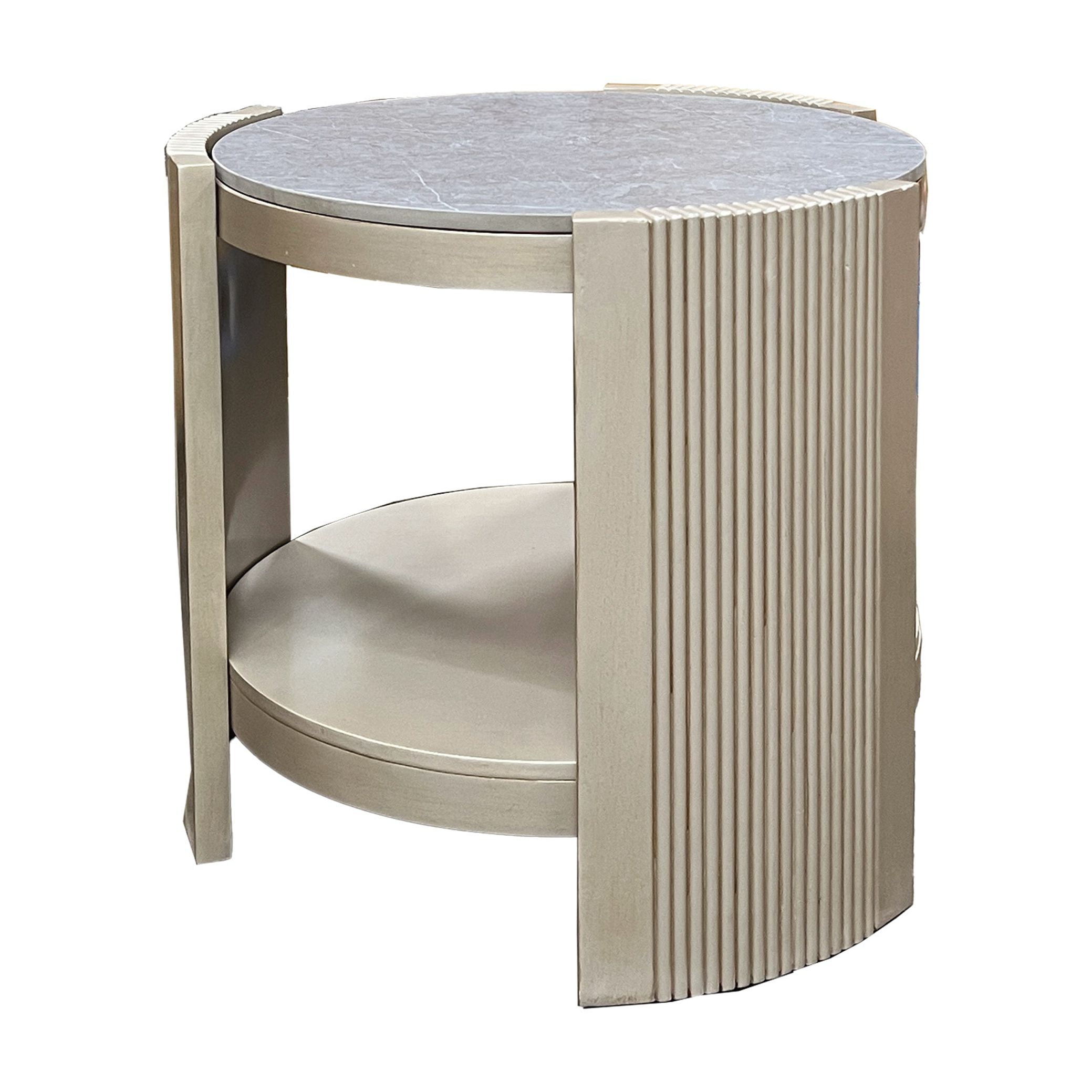 DUOSONG Sintered Stone And Champagne End Table With Shelf Champagne ...