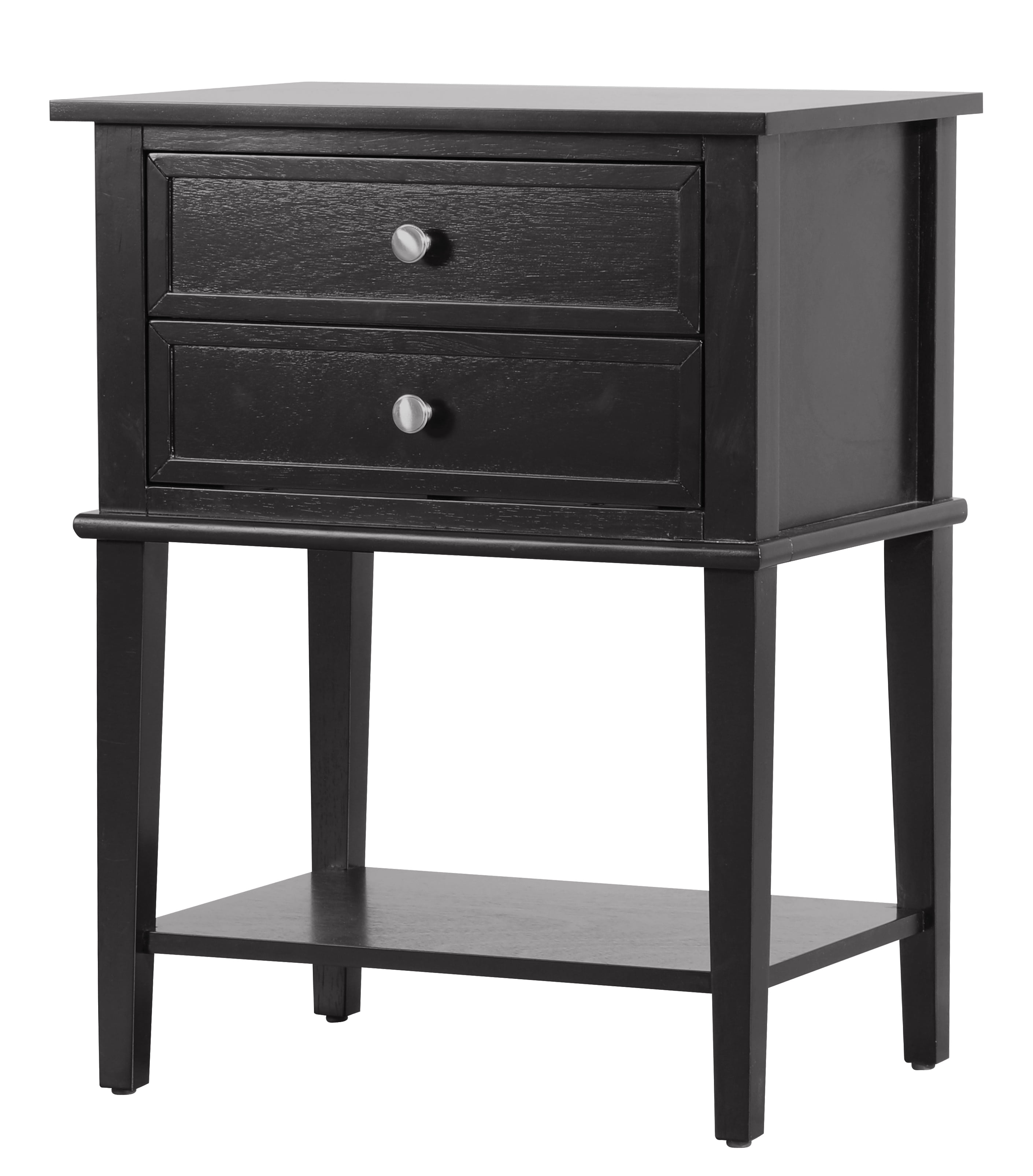 DUOSONG Sleek Black Minimalist Nightstand Black Particle Board ...