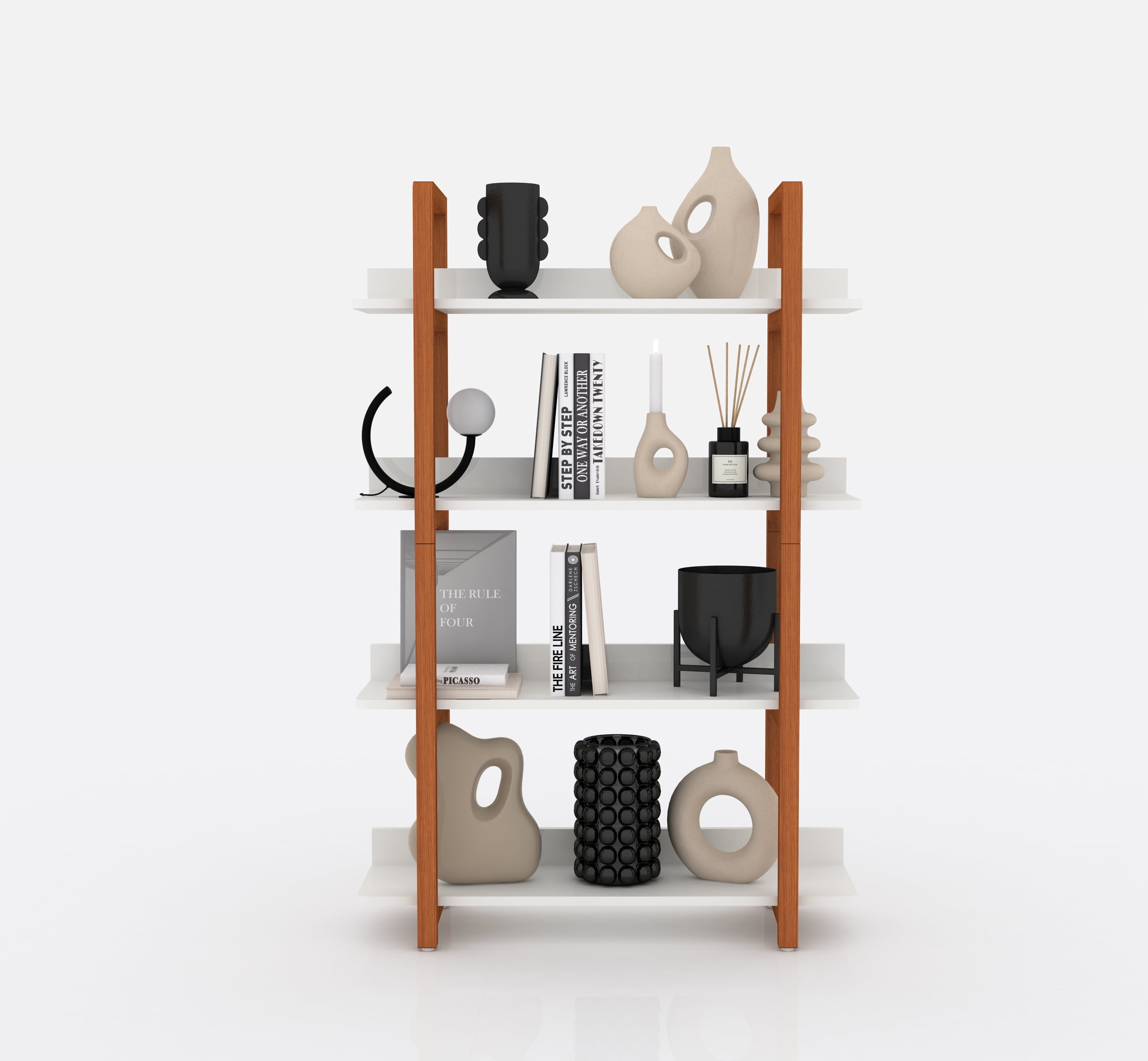 DUOSONG Solid Wood Bookshelf,The Four Layer Multifunctional Open Shelf ...