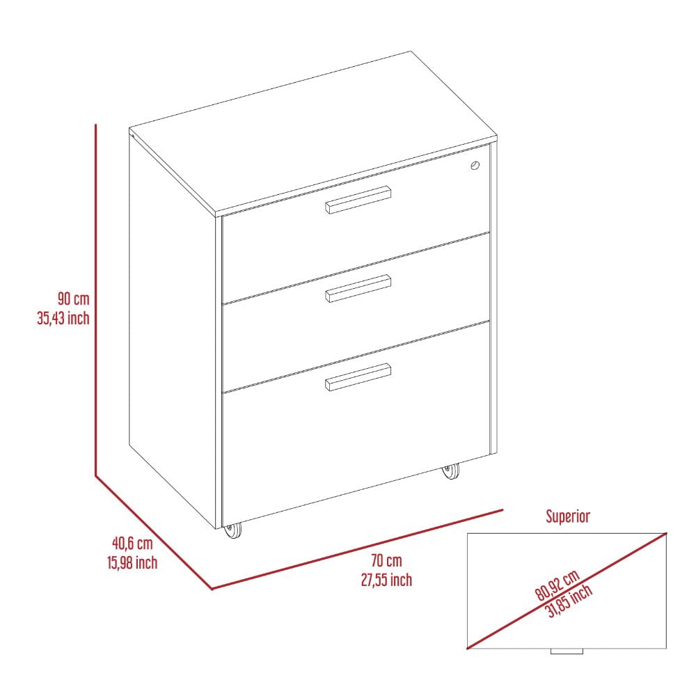 DUOSONG Storage Cabinet - Superior Top, Drawer Base Cabinet, Three ...