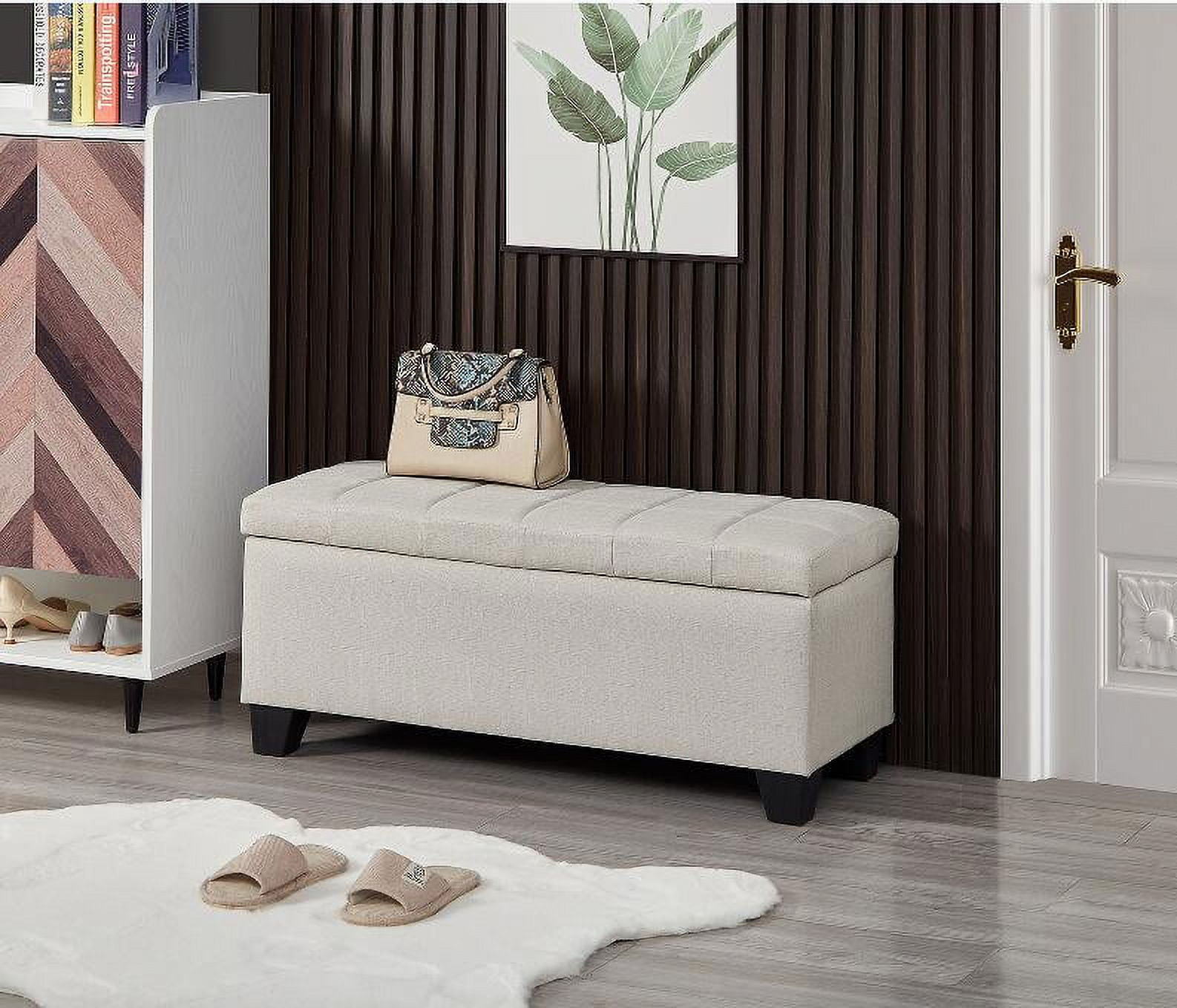 DUOSONG Upholstered Storage Rectangular Bench For Entryway Bench ...