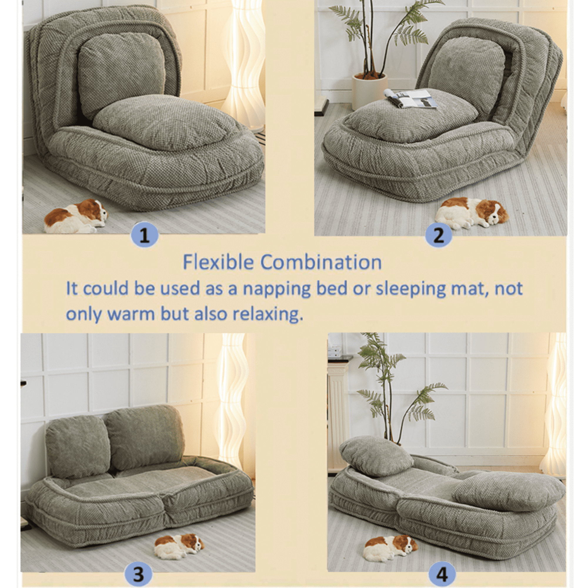 DUOSONG [Video Provided] Human Dog Bed ,Lazy Sofa Couch ,5 Adjustable Position,Sit,Sleep,Fold ...