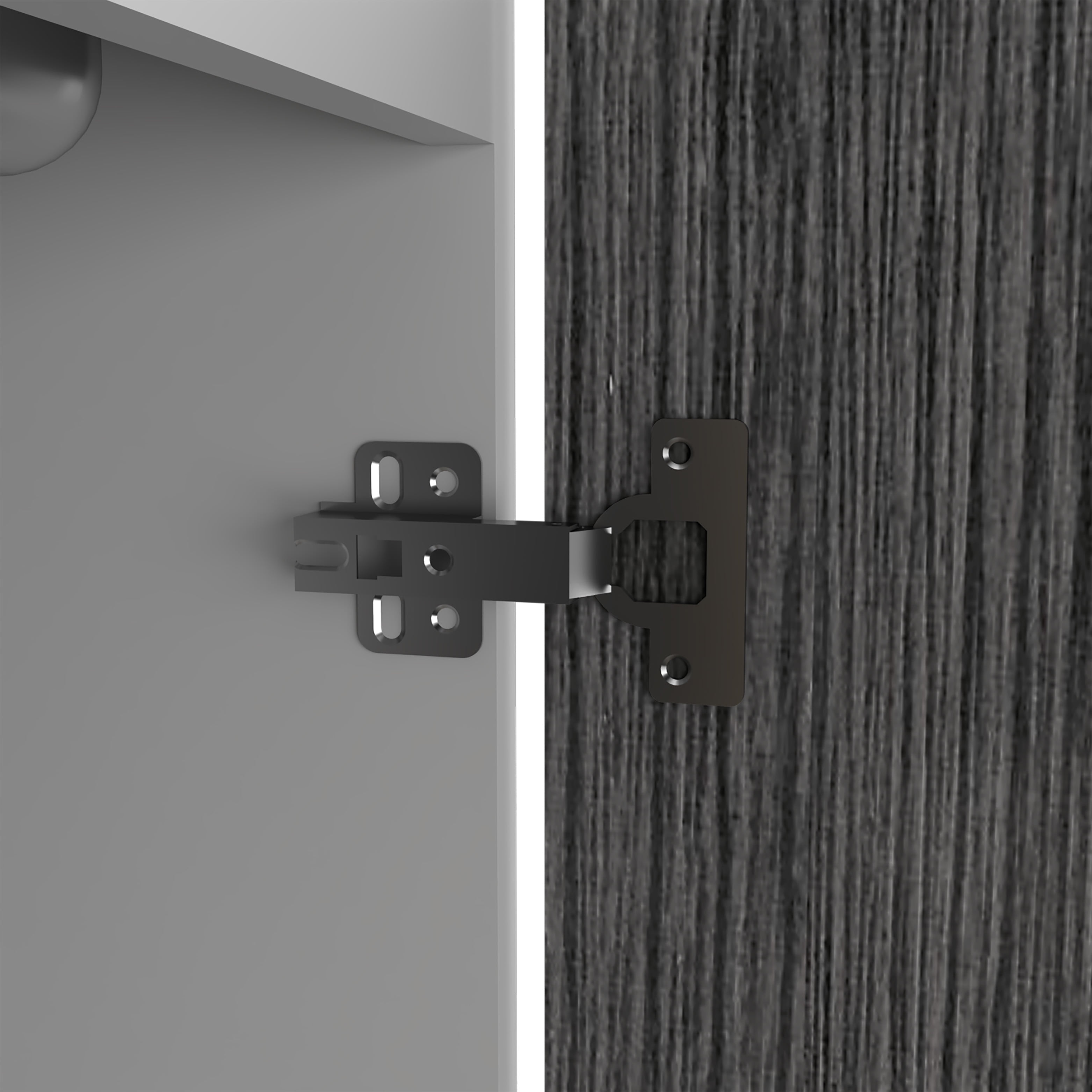 DUOSONG Wall Cabinet 19"H, Two Doors, Two Internal Shelves, White/Smoked Oak Multicolor Particle ...