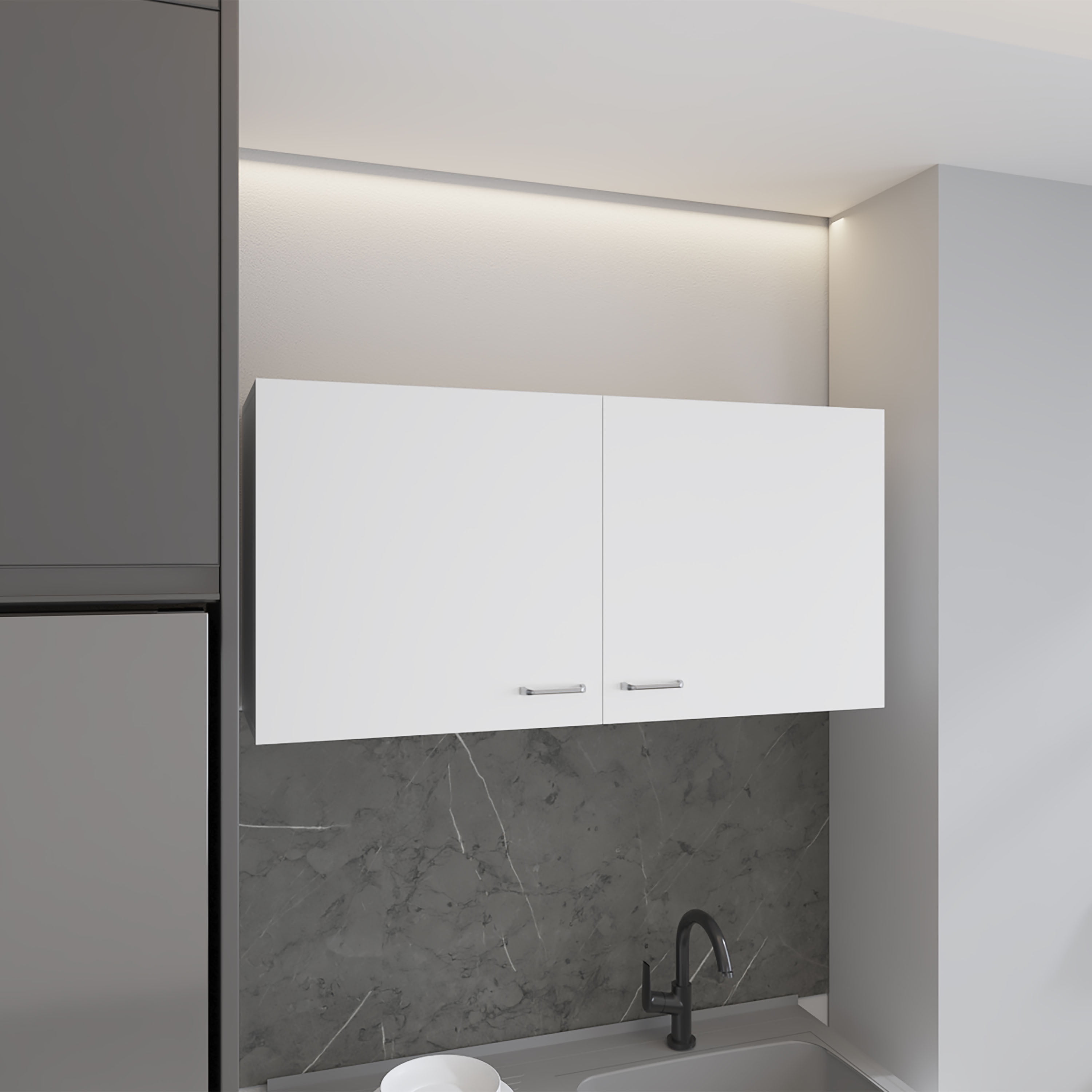DUOSONG Wall Cabinet 19"H, Two Doors, Two Internal Shelves, White White ...