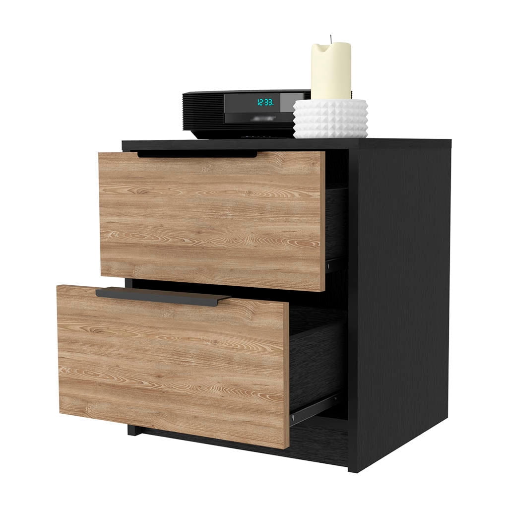 DUOSONG Washington Nightstand, Two Large Drawers Multicolor Engineered ...