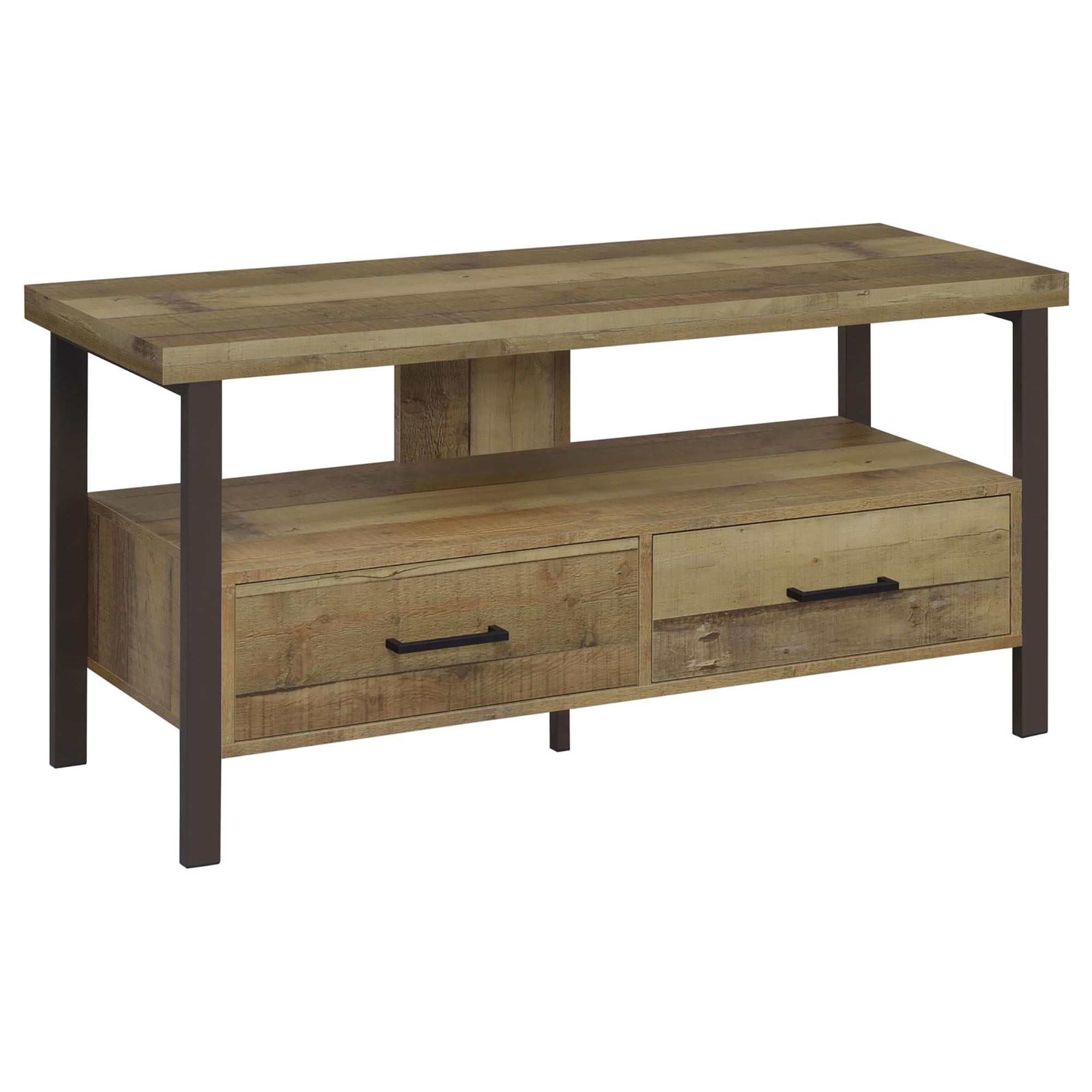 DUOSONG Weathered Pine And Dark Bronze 48-Inch Tv Console Brown Wood ...