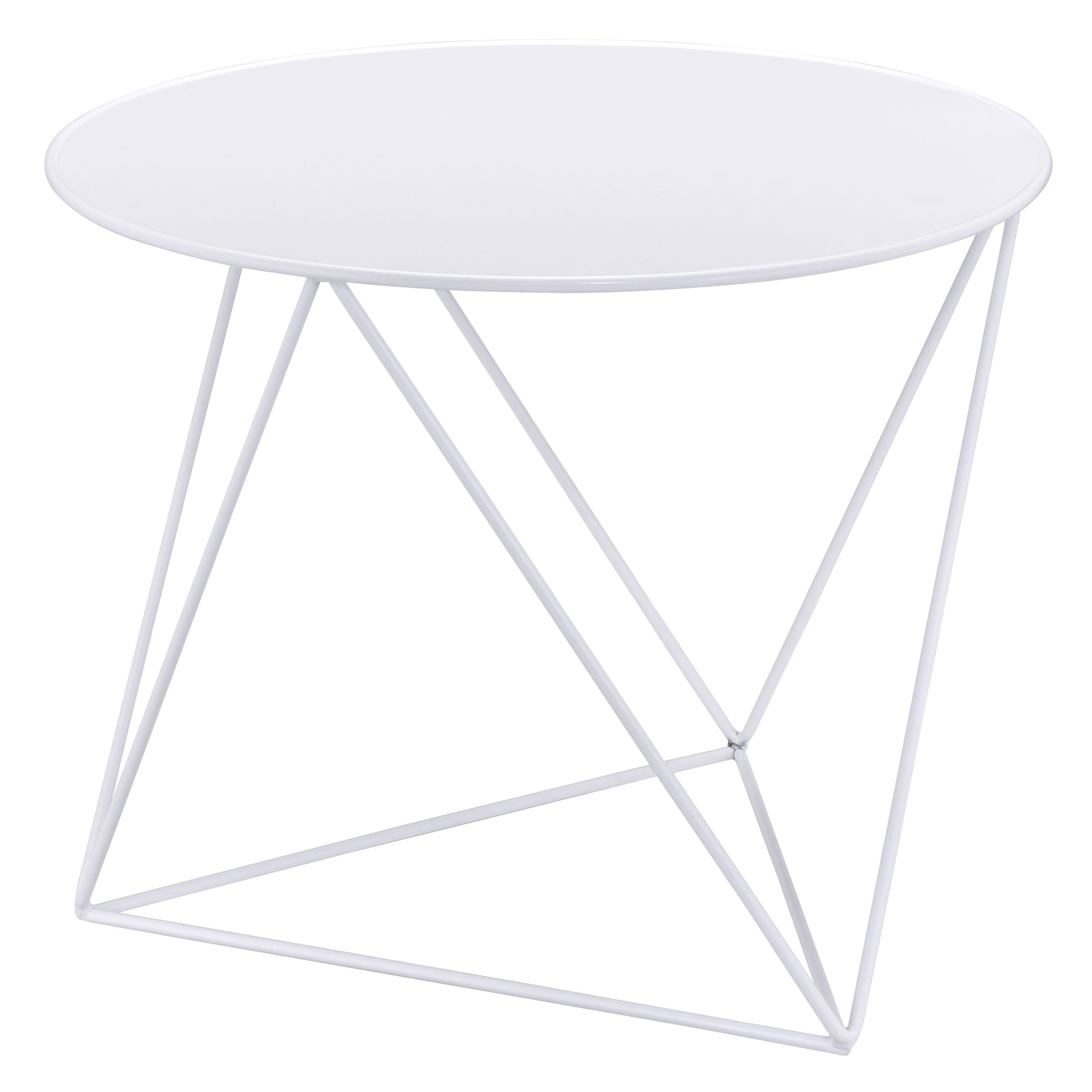 DUOSONG White Geometric Metal Base Accent Table White Metal Furniture ...