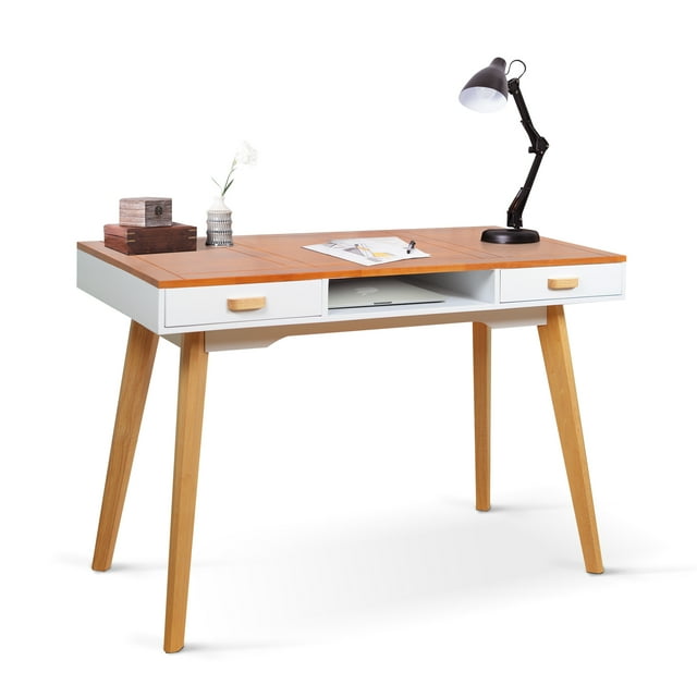 DUOSONG Wooden Writing Desk For Office,Solid Wood Computer Table For ...