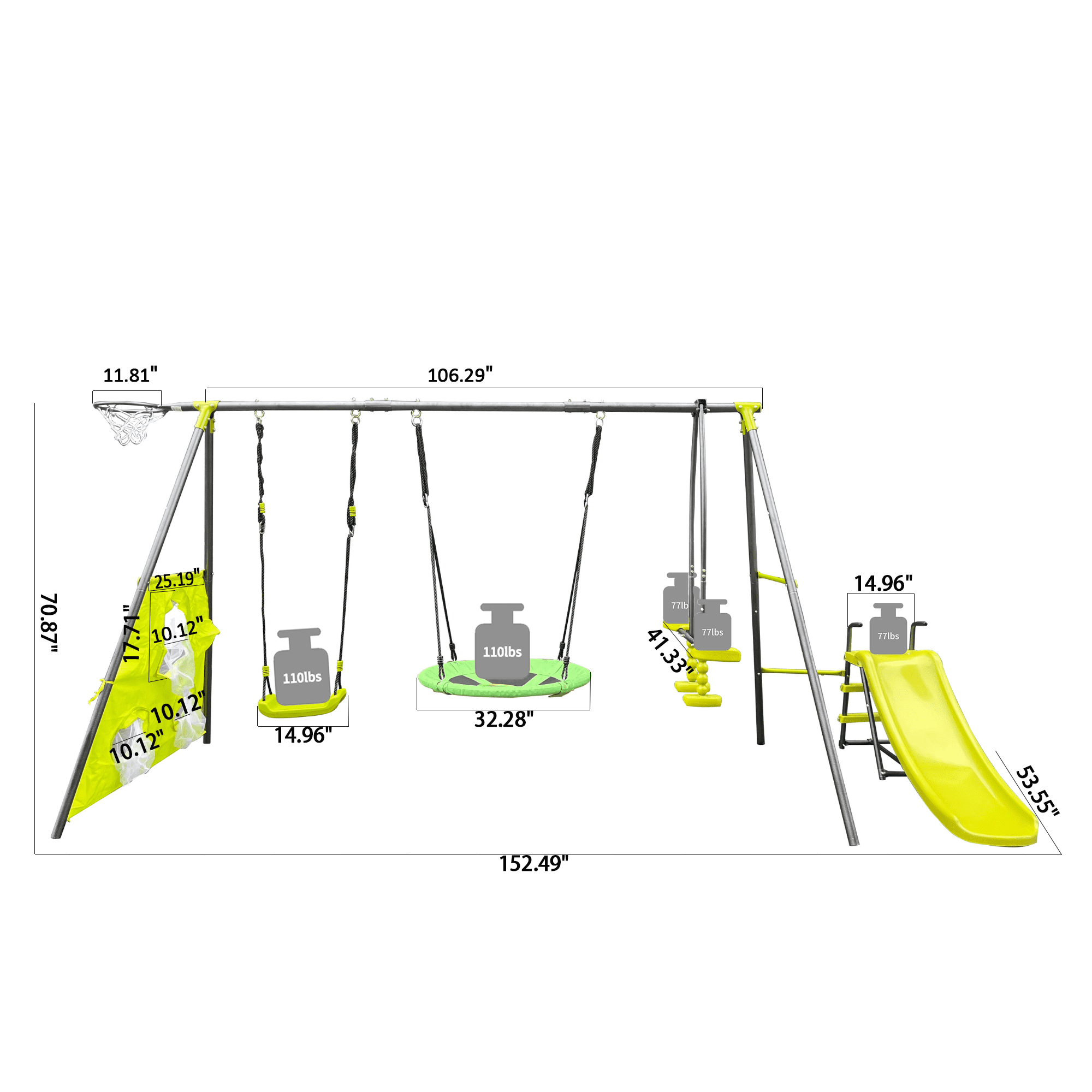 DUOSONG Xns052 Green And Blue Interesting Six Function Swingset With ...