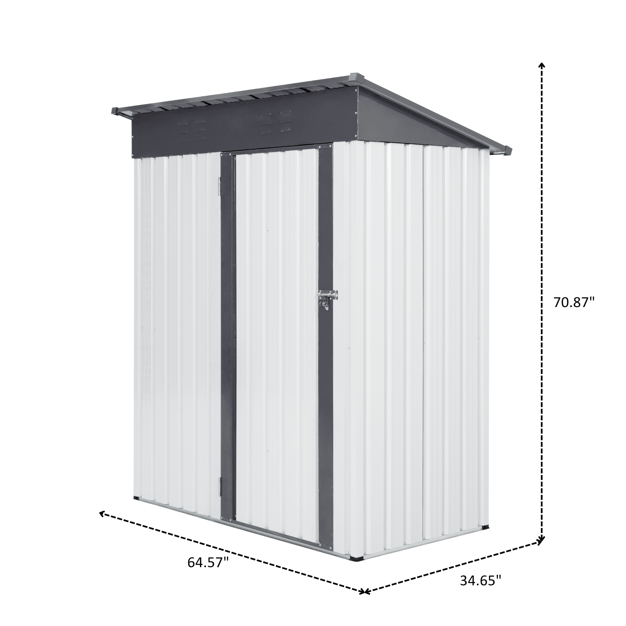 DUOSONG Xwt016 Garden Metal Storage Lifter Shed Gray White 5X3X6Ft ...