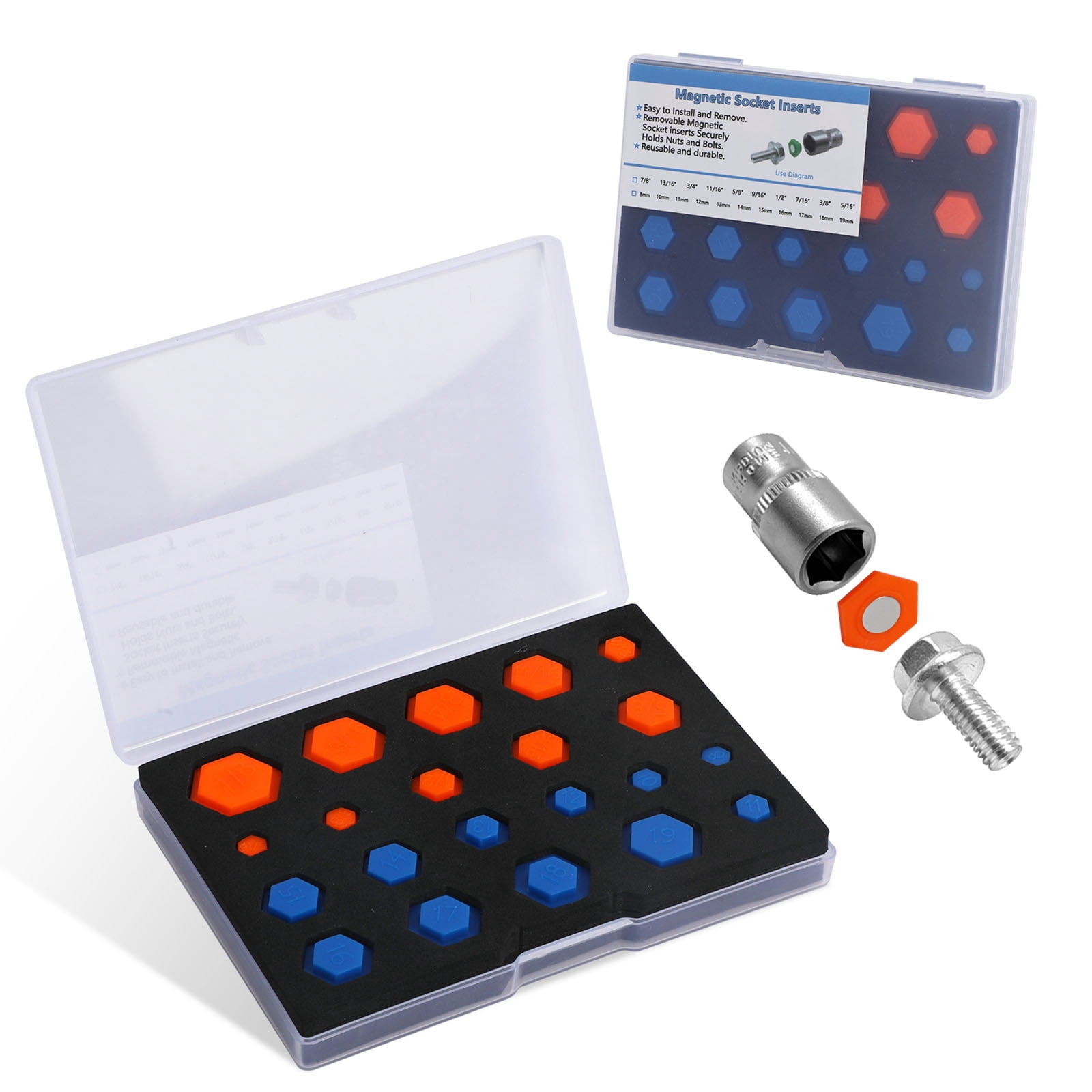 DUOYI 21PCS Magnetic Socket Inserts Adapter Set-Upgraded Separated ...