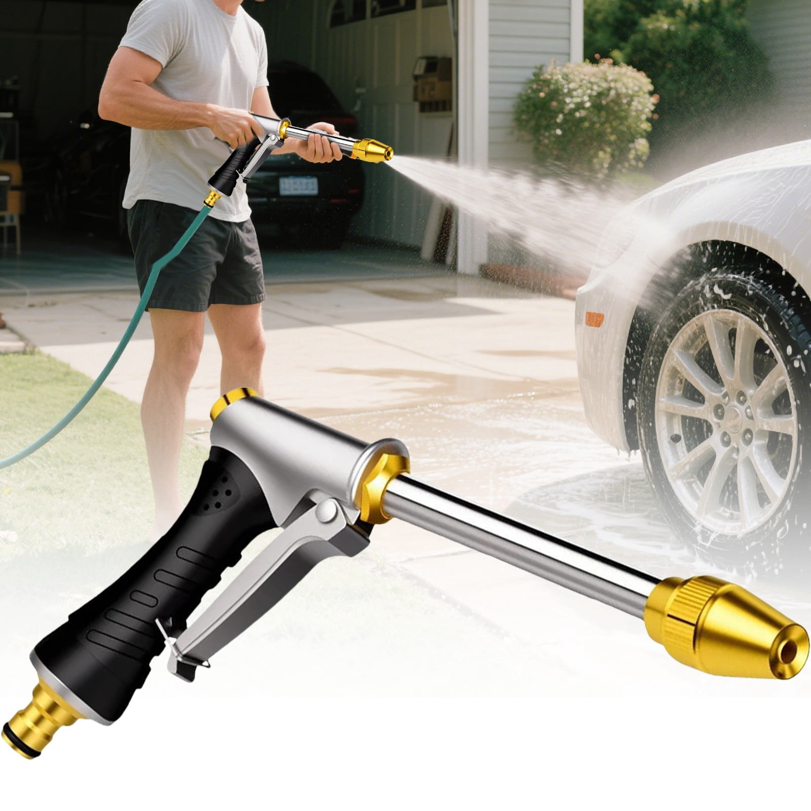 DUOYOU Heavy garden hose nozzle - adjustable spray mode high-pressure ...