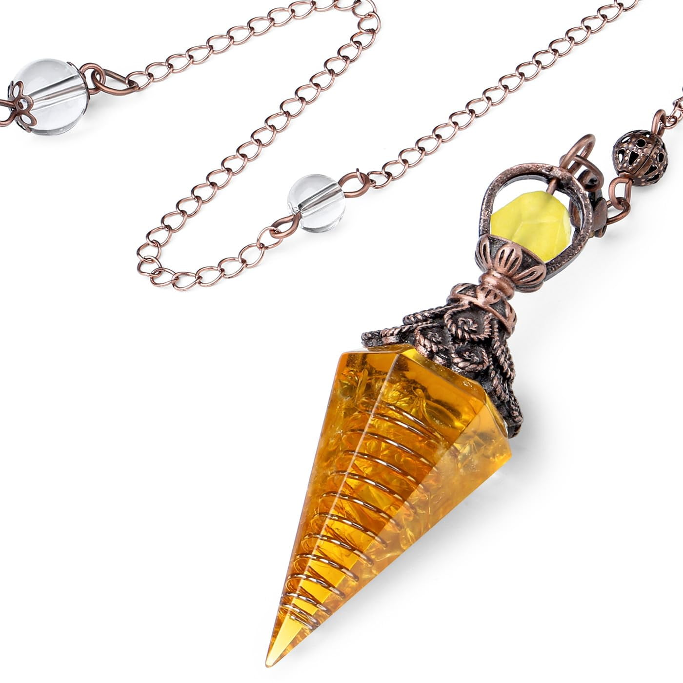 DUQGUHO Crystal Pendulums Citrine Healing Crystal Quartz Pendulum ...