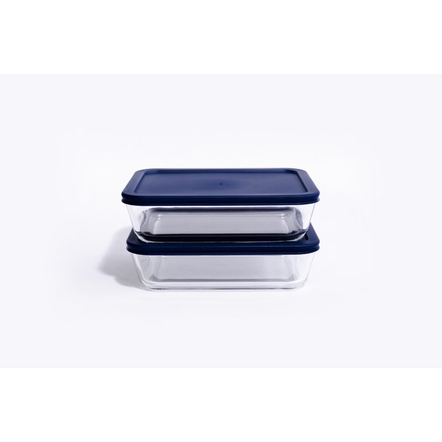 DURA LIVING Glass Food Storage Containers - 4 Piece 6.55 Cup (2 ...