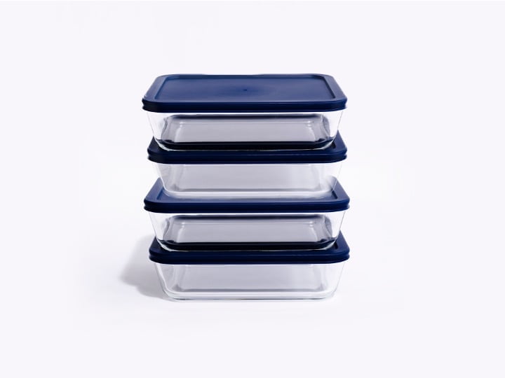 DURA LIVING Glass Food Storage Containers - 8 Piece 6.55 Cup (4 ...