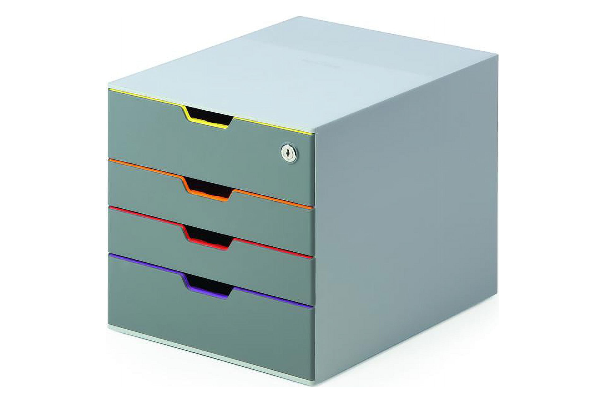 DURABLE Keyed Lock Desktop Drawer Organizer (VARICOLOR 4 Compartments ...
