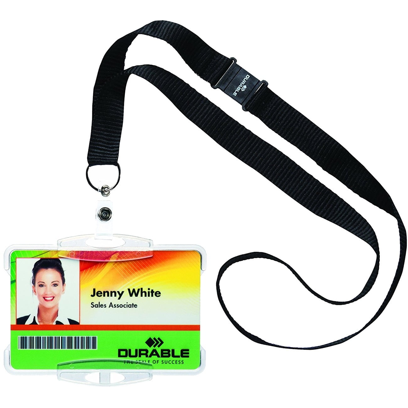 DURABLE Open Face Style ID Badge Holders for One Badge with Lanyard ...