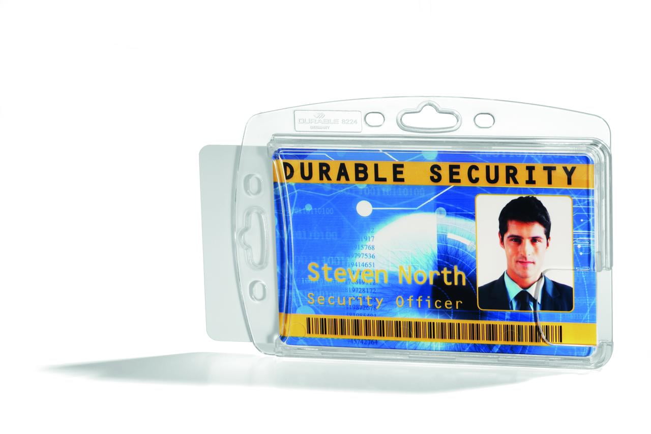 DURABLE Shell-Style ID Badge Card Holders for Two Badges with Lanyard ...
