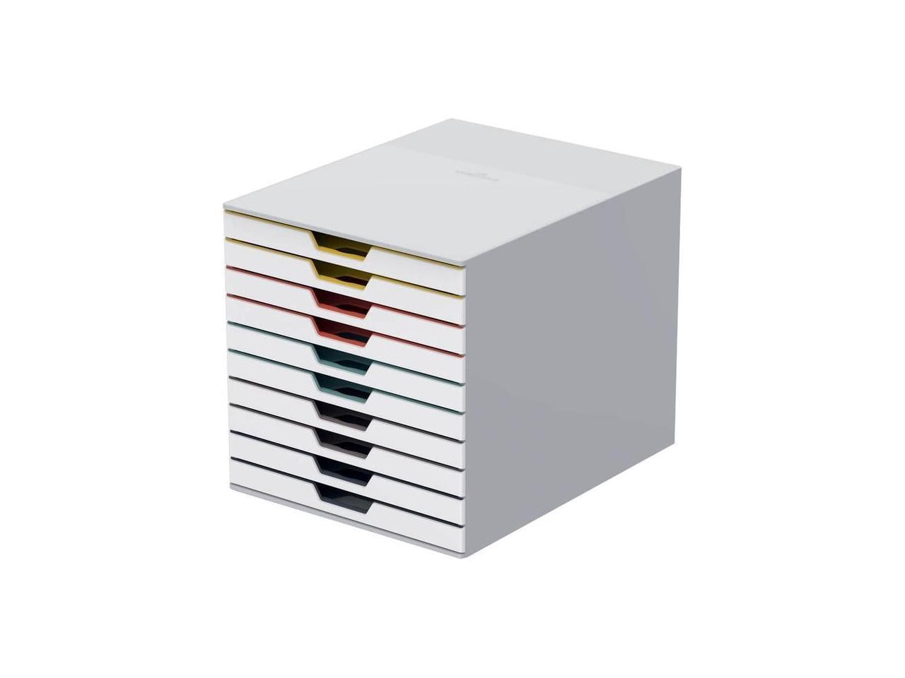 DURABLE VARICOLOR MIX 10 Drawer Desktop Storage Box, White/Multicolor ...