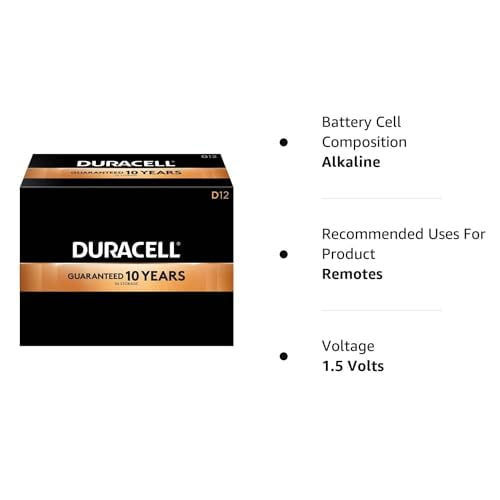 DURACELL CopperTop Alkaline Batteries with Duralock Power Preserve Technology D 12/Box (MN1300 ...