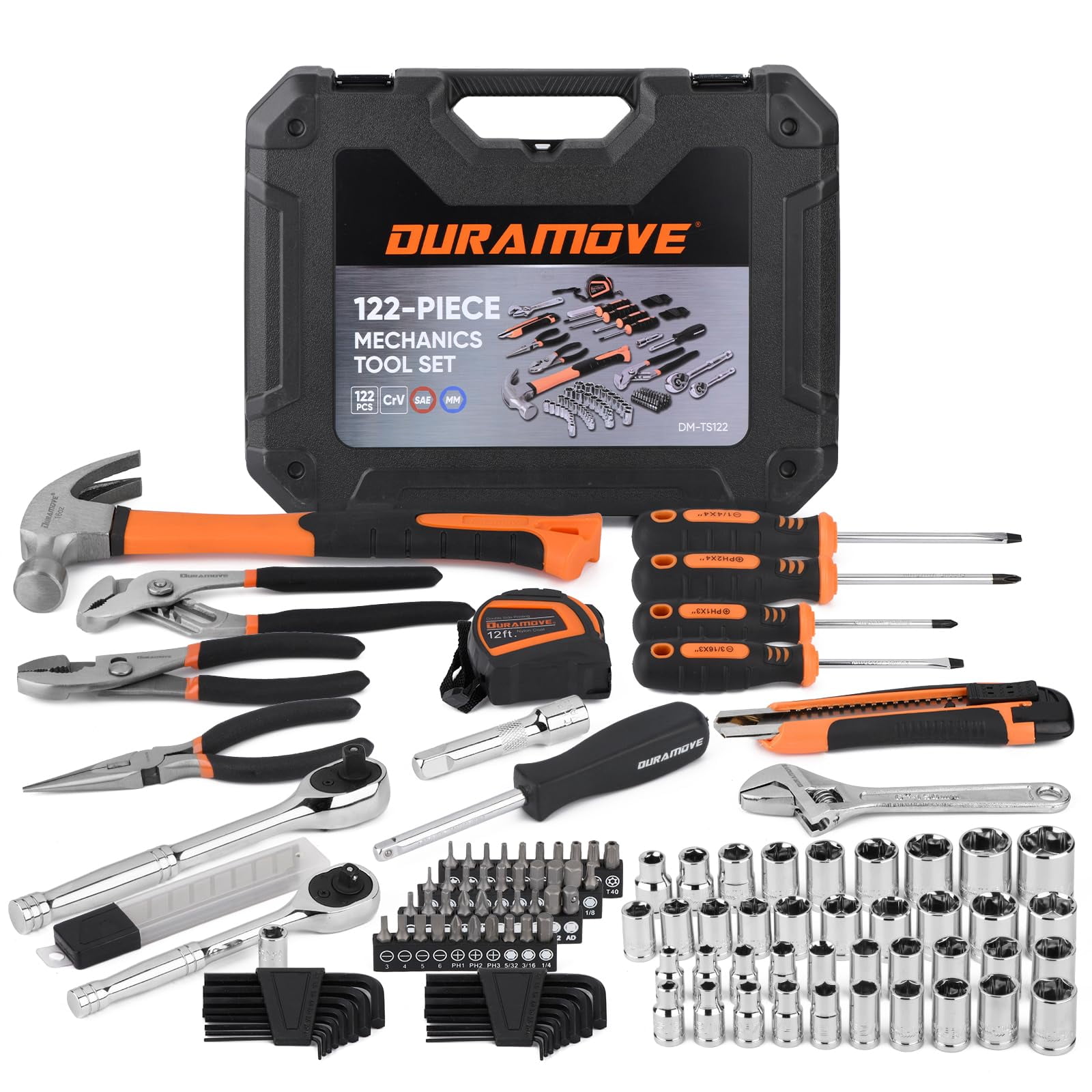 DURAMOVE Household Tool Kit for Homeowner, 122 Piece Home/Auto Repair ...