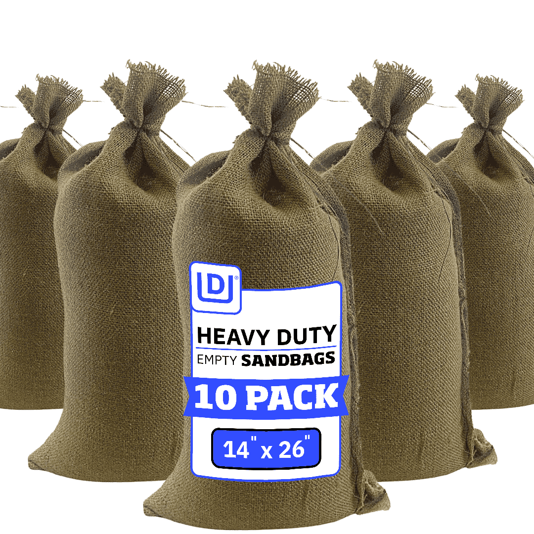 DURASACK® Sand Bags with Tie Strings, Heavy Duty, 14" x 26", Burlap, 10 ...