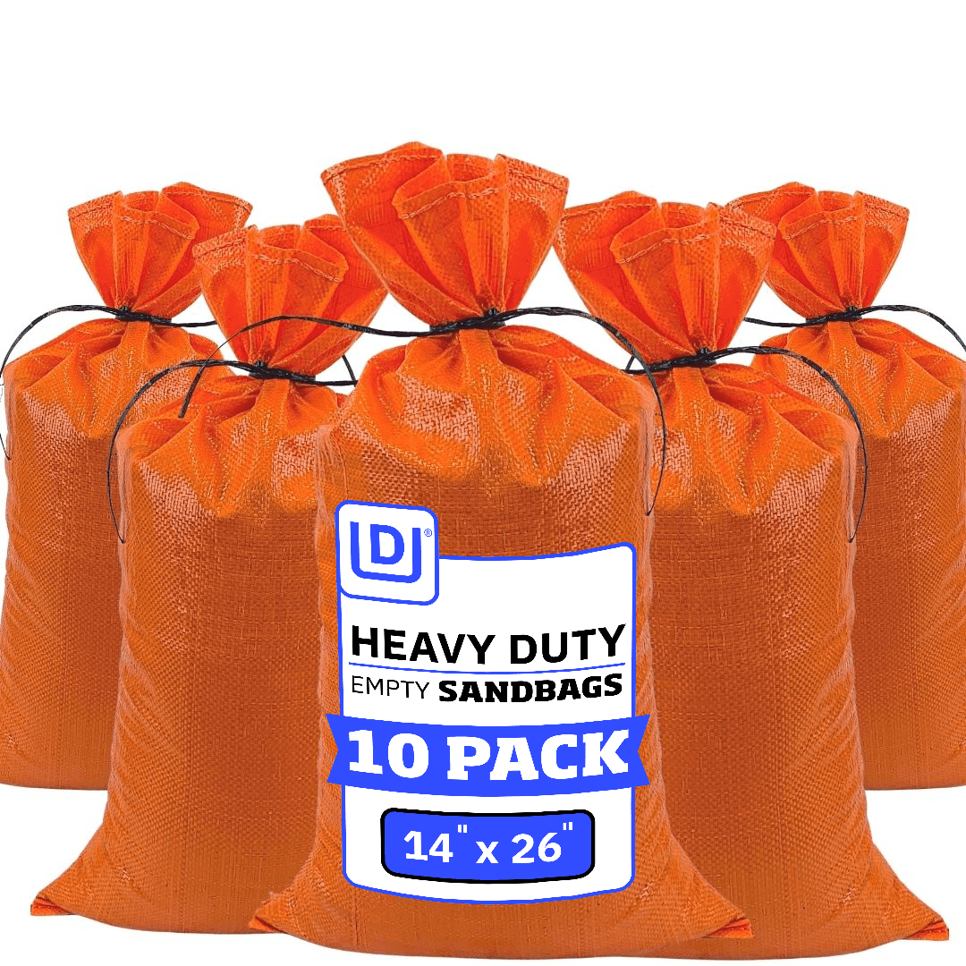 DURASACK® Sand Bags with Tie Strings, Heavy Duty, 14" x 26", Orange, 10 ...