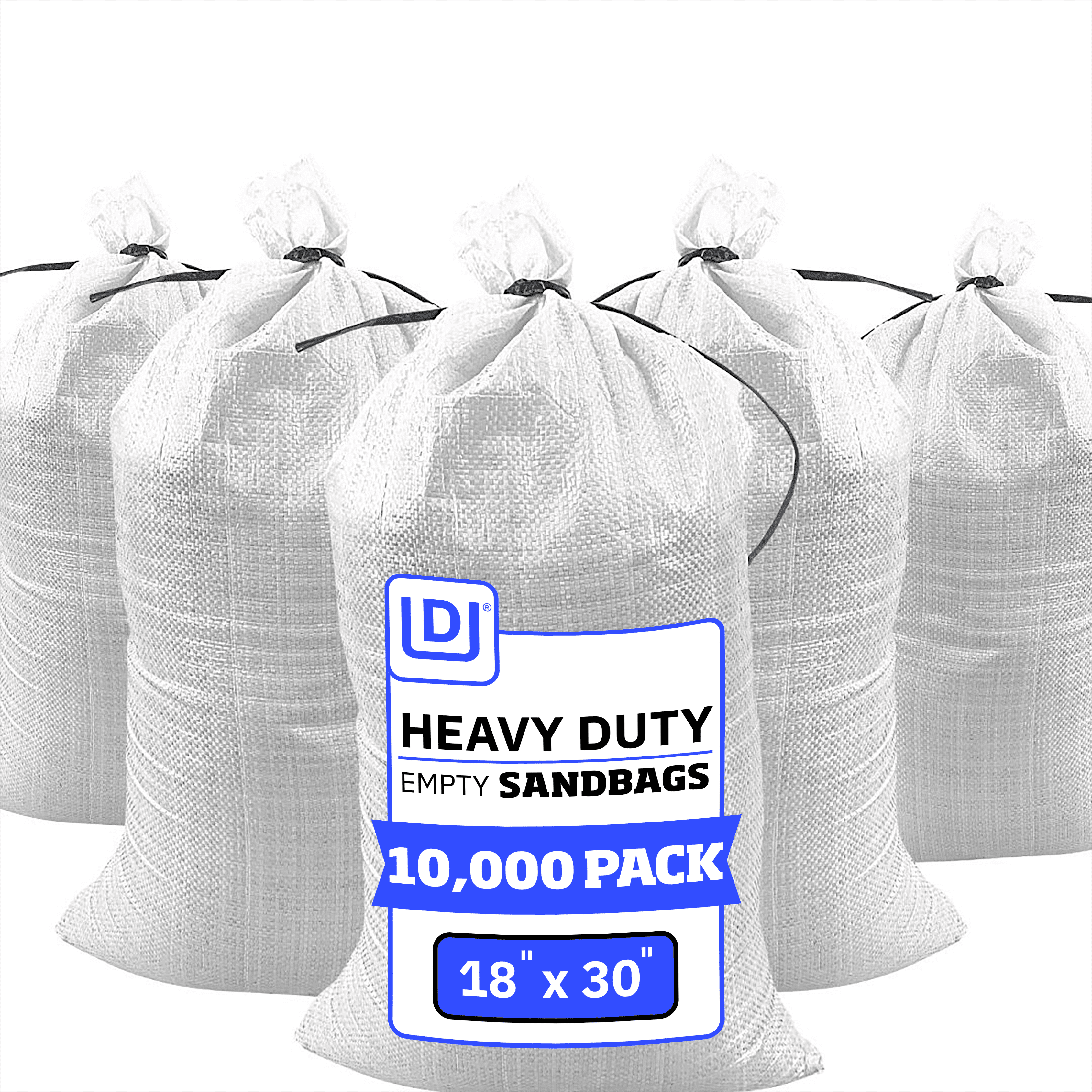 DURASACK® Sand Bags with Tie Strings, Heavy Duty, 18" x 30", White ...