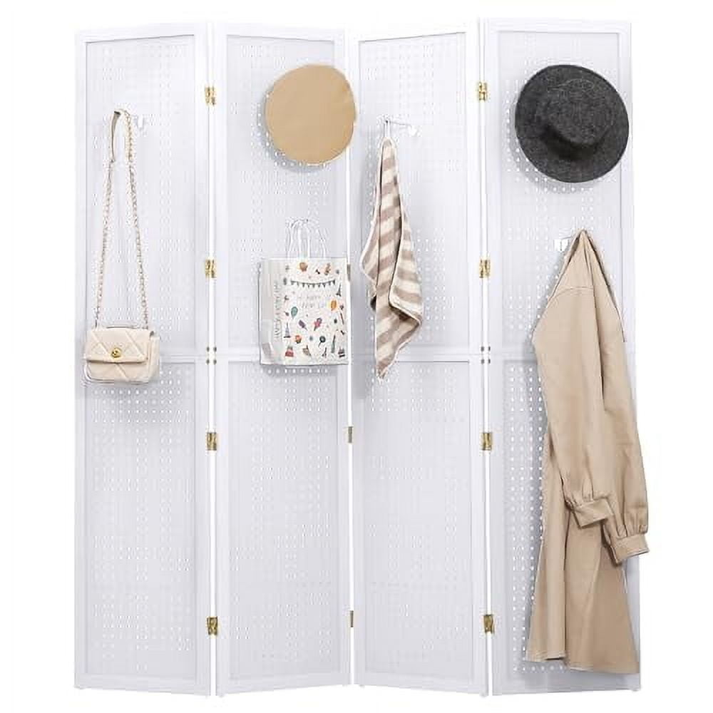 DURASPACE 4 Panel Pegboard Freestanding, 5.6 FT Wooden Foldable Privacy ...