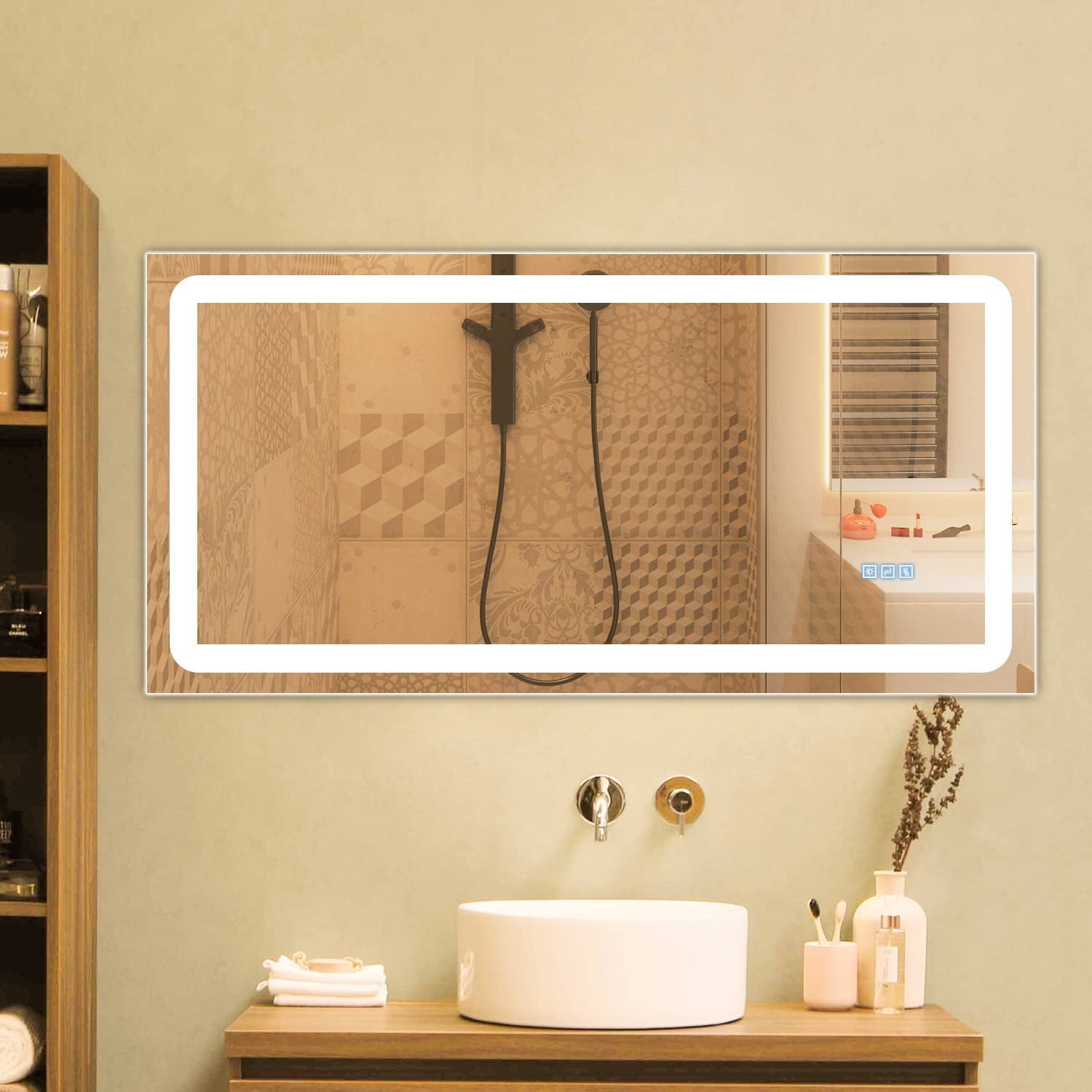 DURASPACE Vanity Mount Bathroom Mirror 48"x 24", Anti-Fog, Dimmable LED ...