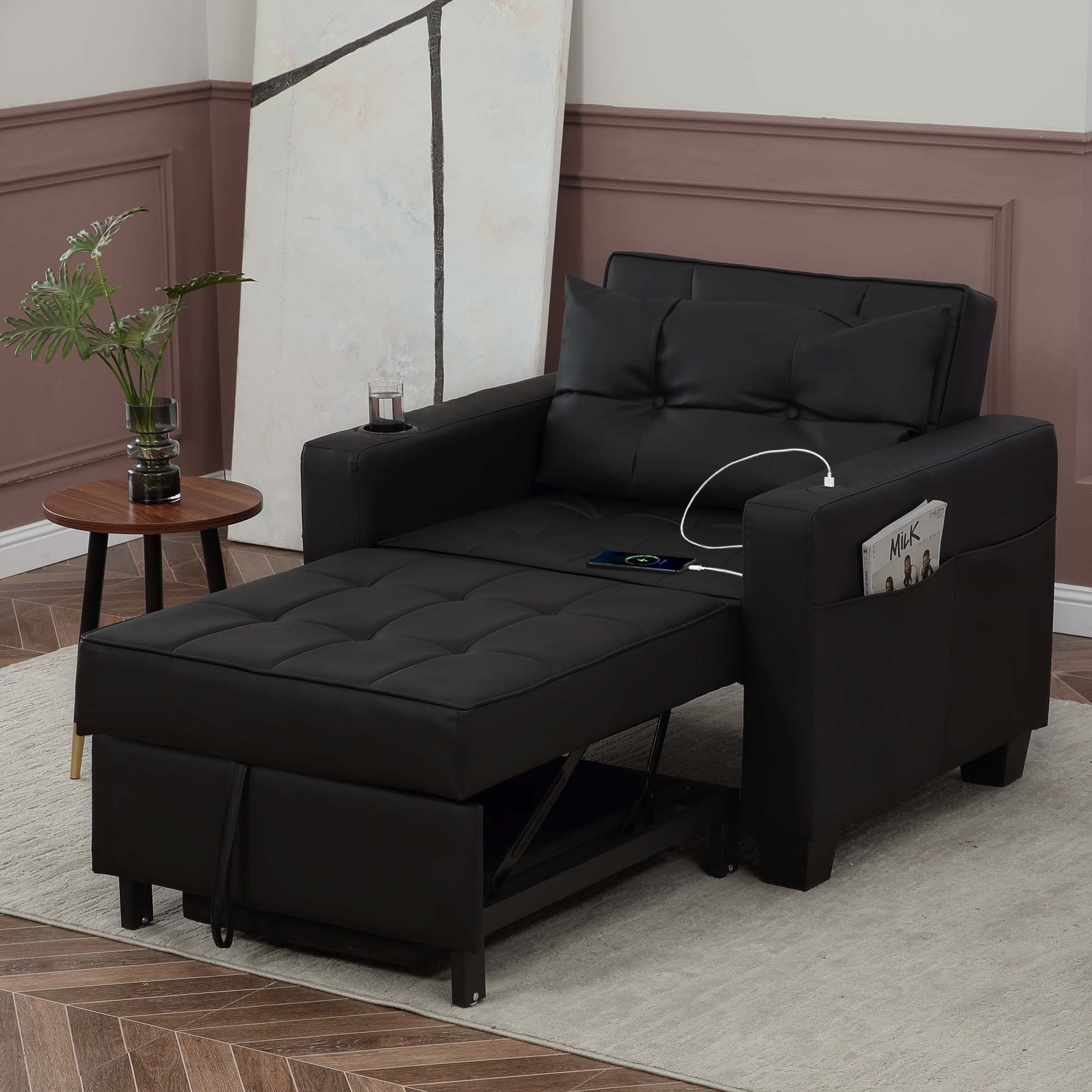 DURASPACE Futon Chair Bed Convertible Chair 3-in-1 Pull Out Sleeper ...