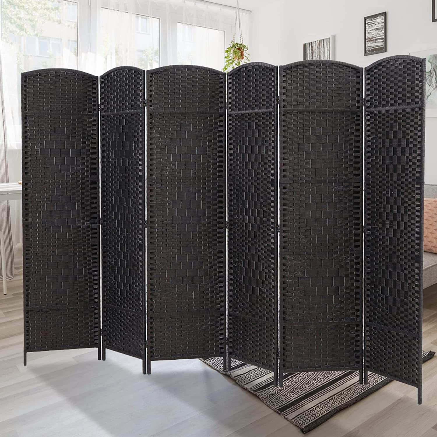 6-Panel Wood Weave Room Divider Privacy Screen for Nepal | Ubuy