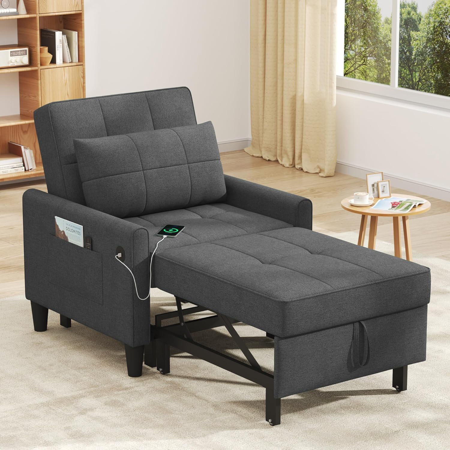 DURASPACE Sleeper Chair Bed Pull Out Sofa Bed 3-in-1 Convertible Couch ...