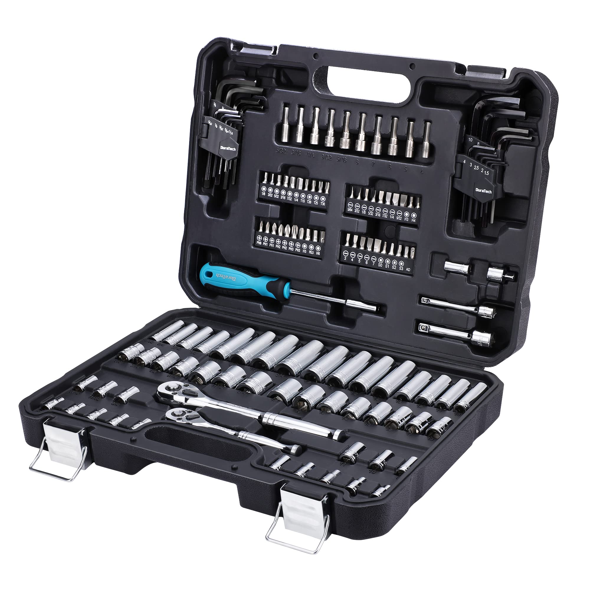 DURATECH 121-Piece Mechanics Tool Kits, Include SAE/Metric Sockets Set ...