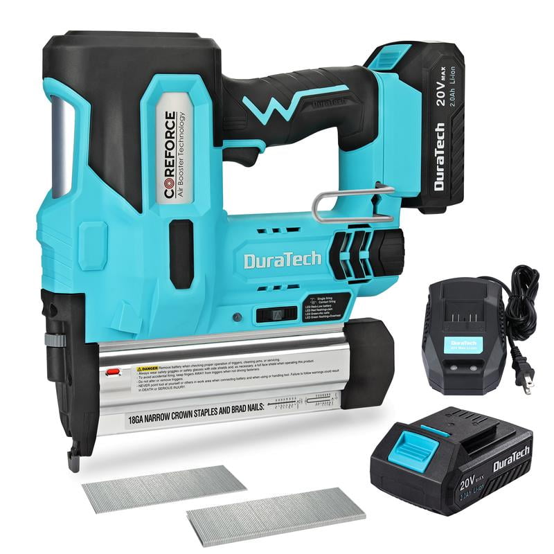 DURATECH 20V Cordless Brad Nailer, 18 Gauge, 2-in-1 Nail/Staple Gun for ...