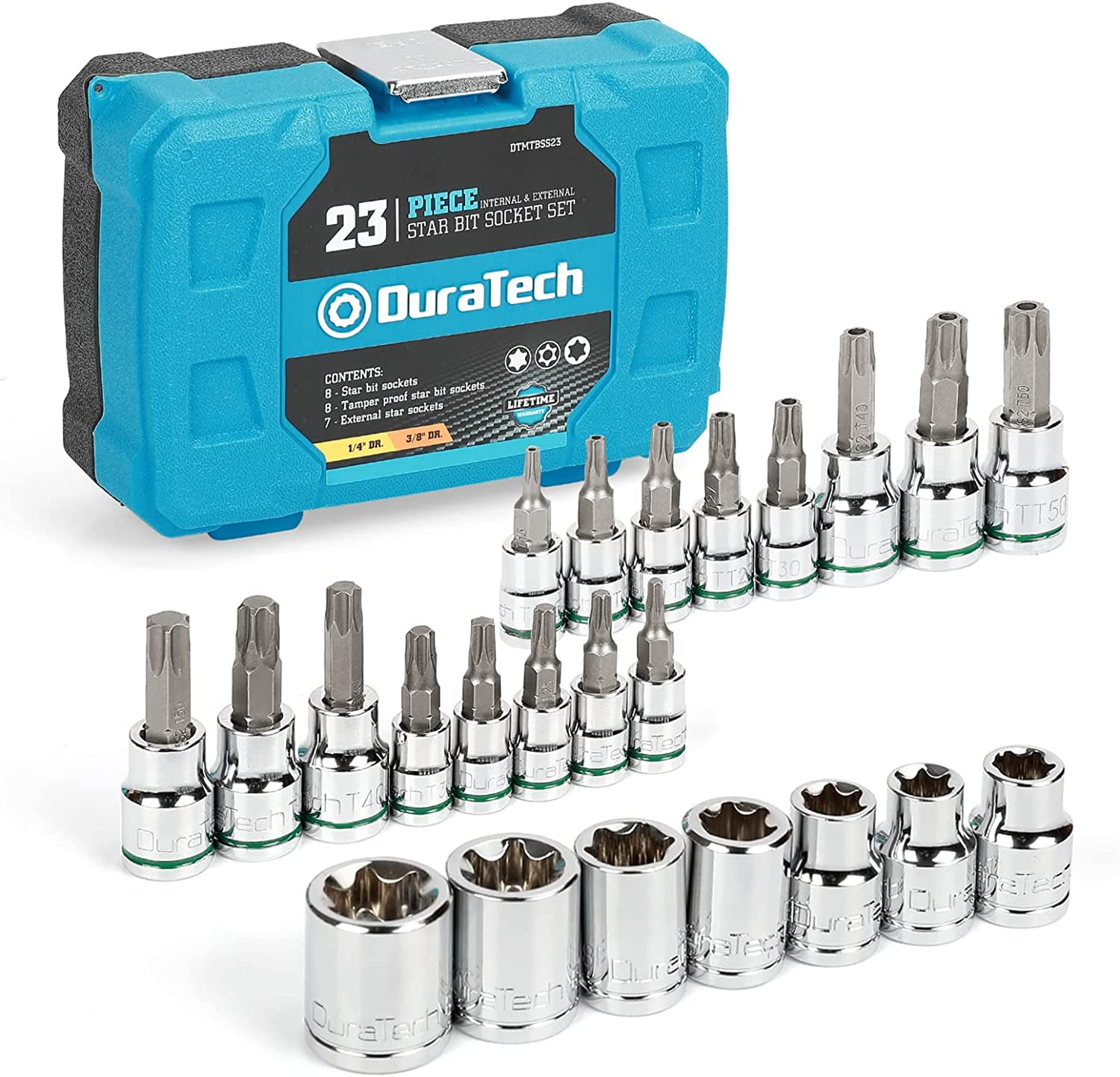 DURATECH 23-Piece Torx Bit Socket Set, Star, Female E-Torx, Tamper ...