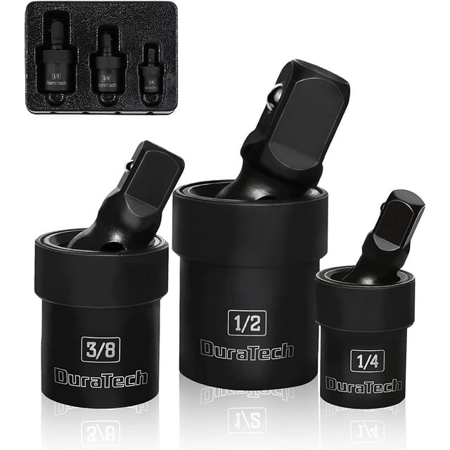 "DURATECH Flexible 3-Piece Impact Universal Joint Set, 1/4"", 3/8"", 1/ ...