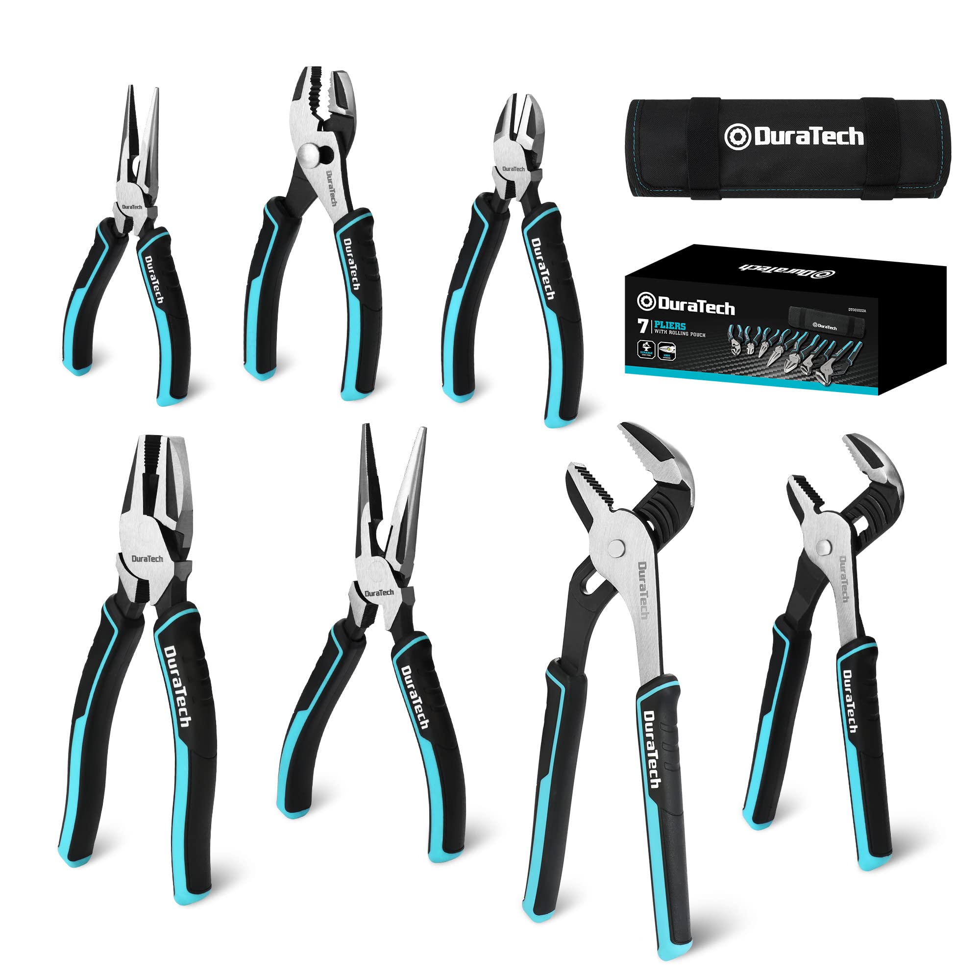 DURATECH 7-Piece Pliers Set with Rolling Pouch, Premium Cr-Ni ...