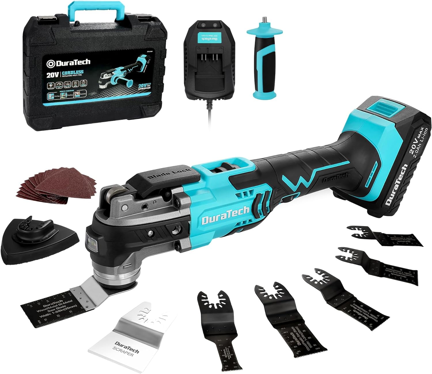 DURATECH Cordless Oscillating Tool, 20V Oscillating Multi Tool Kit with ...